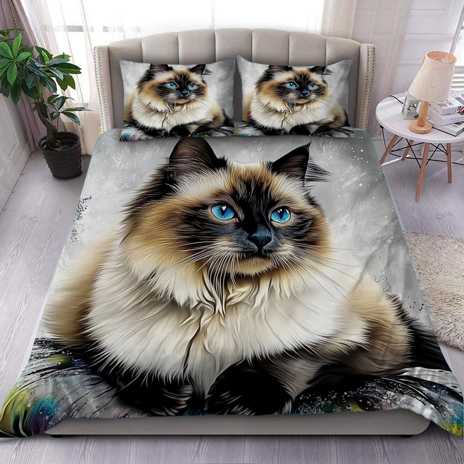 Cartoon Kawaii Cat Comforter Set Twin Size 3D Animals Flower Toddler ...