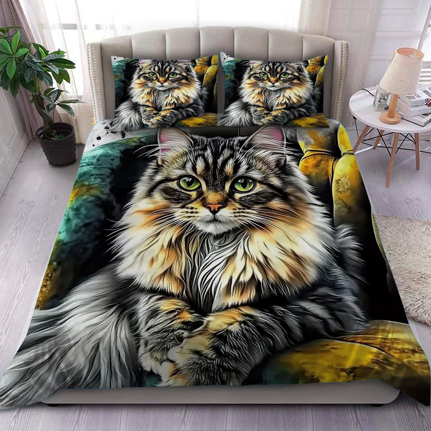 Cartoon Kawaii Cat Comforter Set Twin Size 3D Animals Flower Toddler ...
