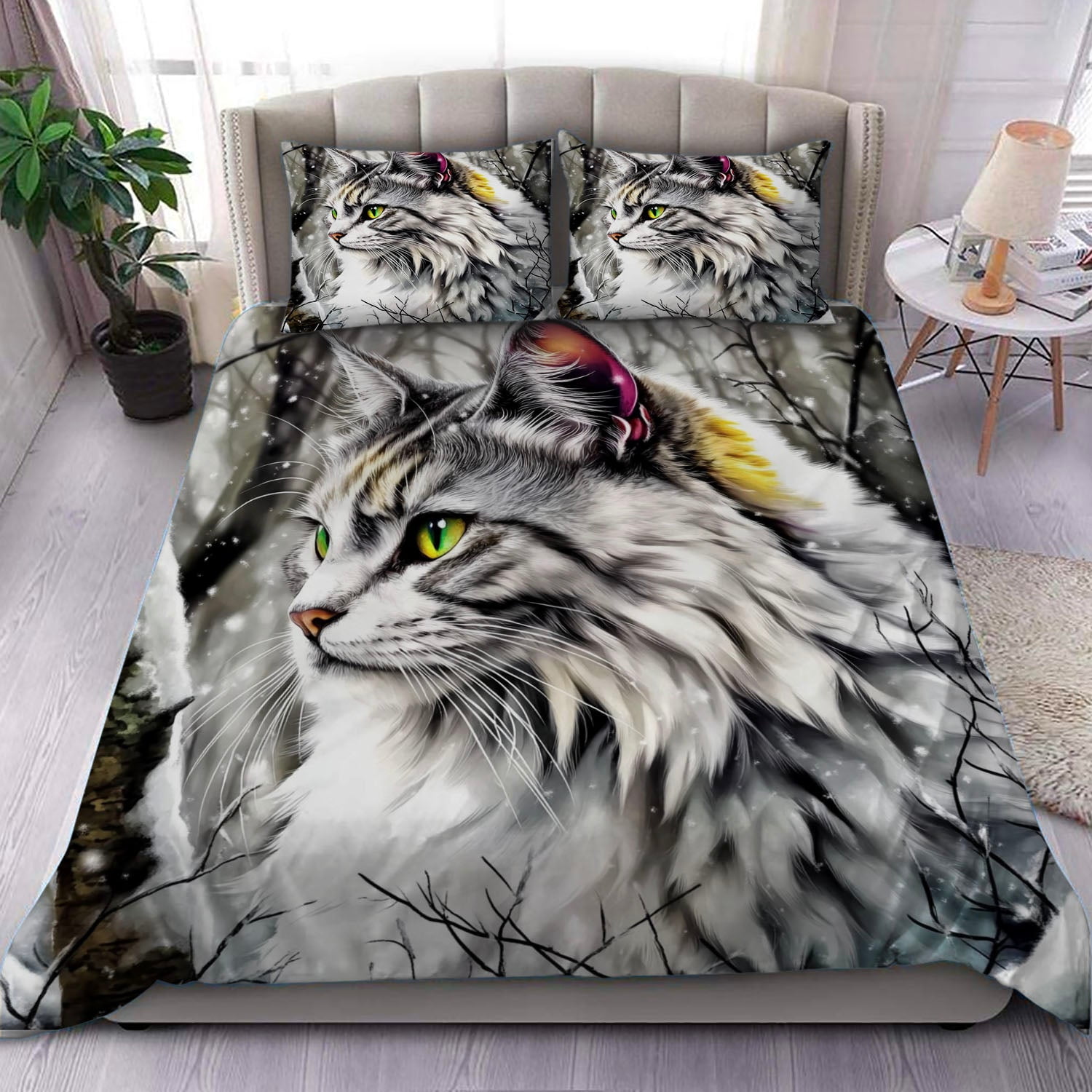 Cartoon Kawaii Cat Comforter Set Twin Size 3D Animals Flower Toddler ...