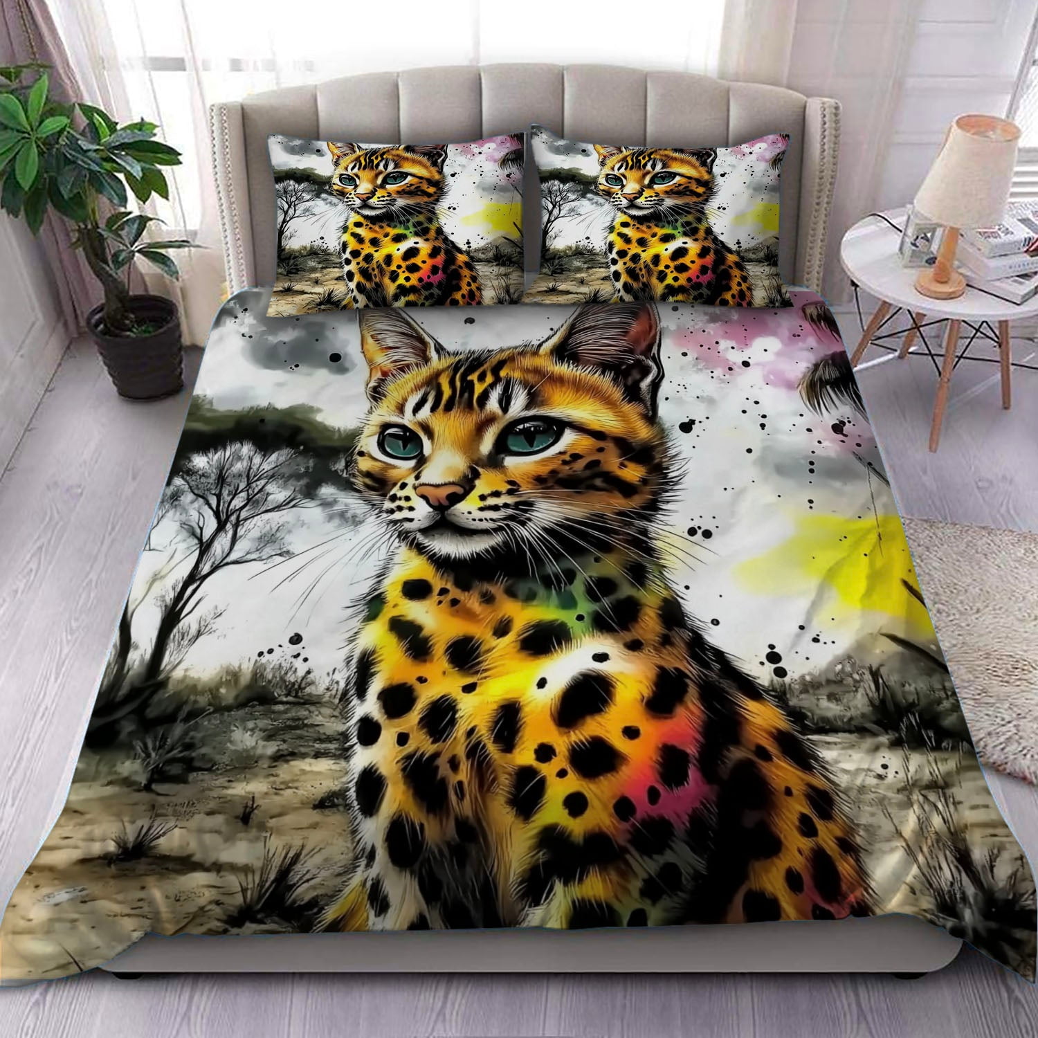 Cartoon Kawaii Cat Comforter Set Twin Size 3D Animals Flower Toddler Bedding Set Cat Lovers ...