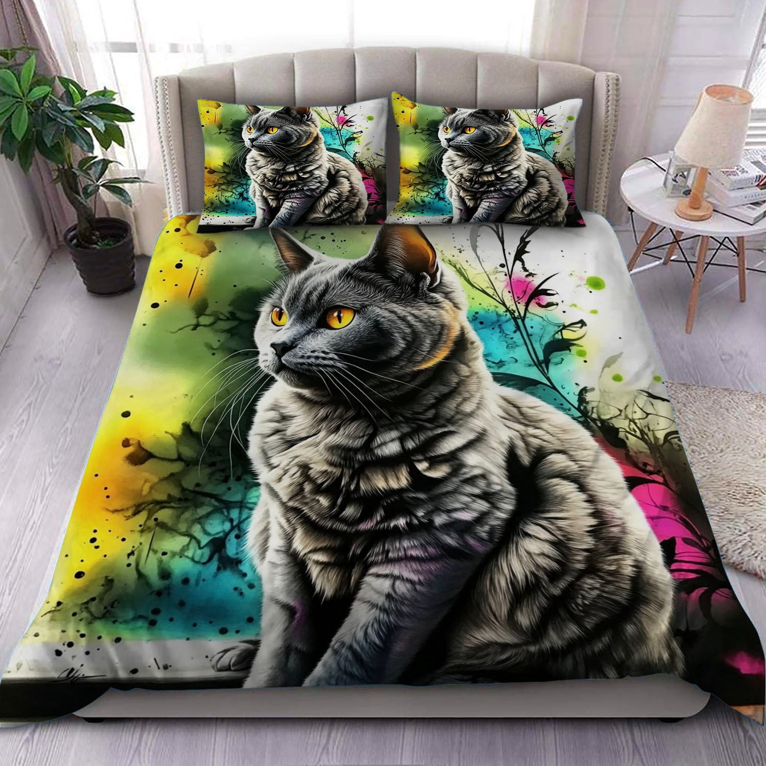 Cartoon Kawaii Cat Comforter Set Twin Size 3D Animals Flower Toddler ...