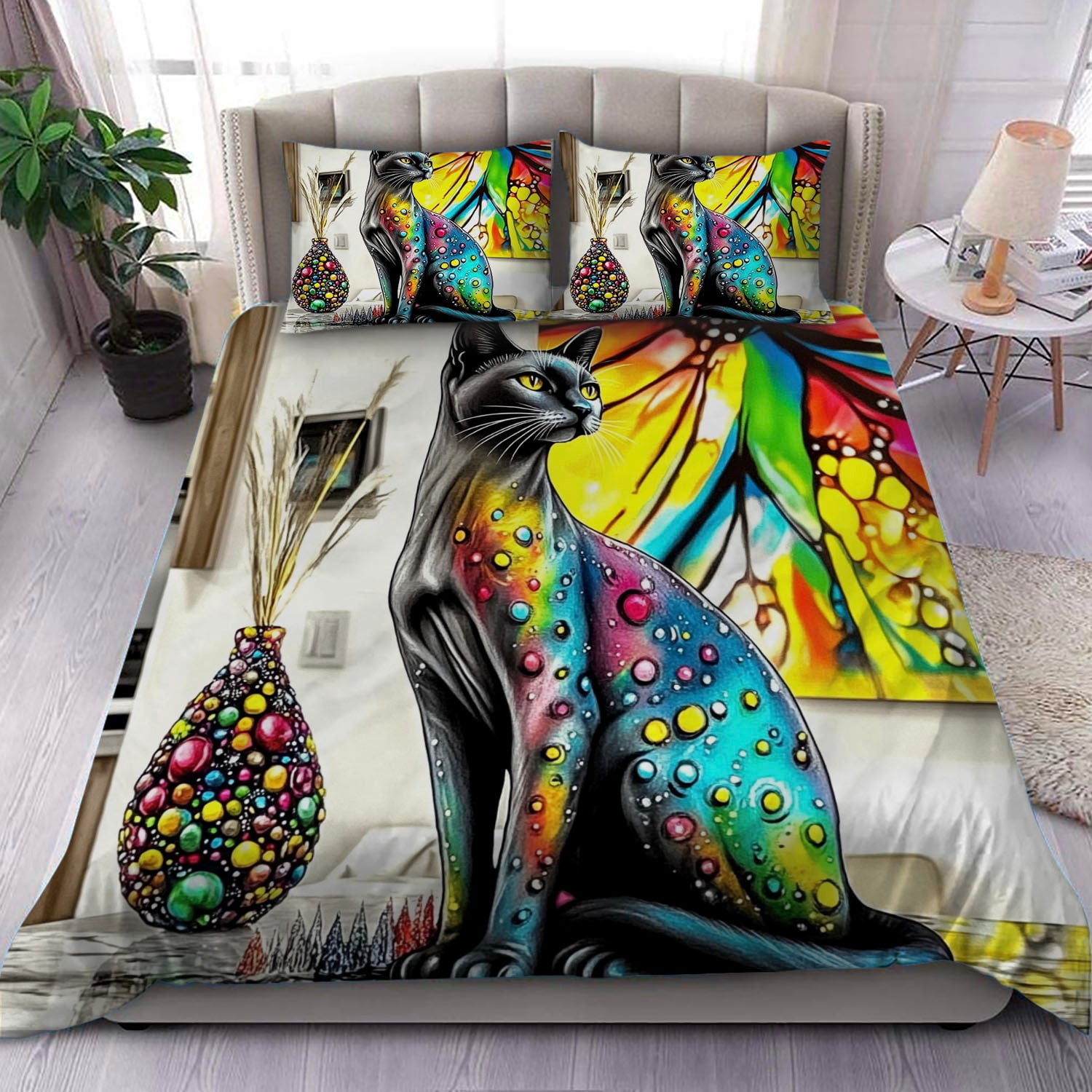 Cartoon Kawaii Cat Comforter Set Twin Size 3D Animals Flower Toddler ...