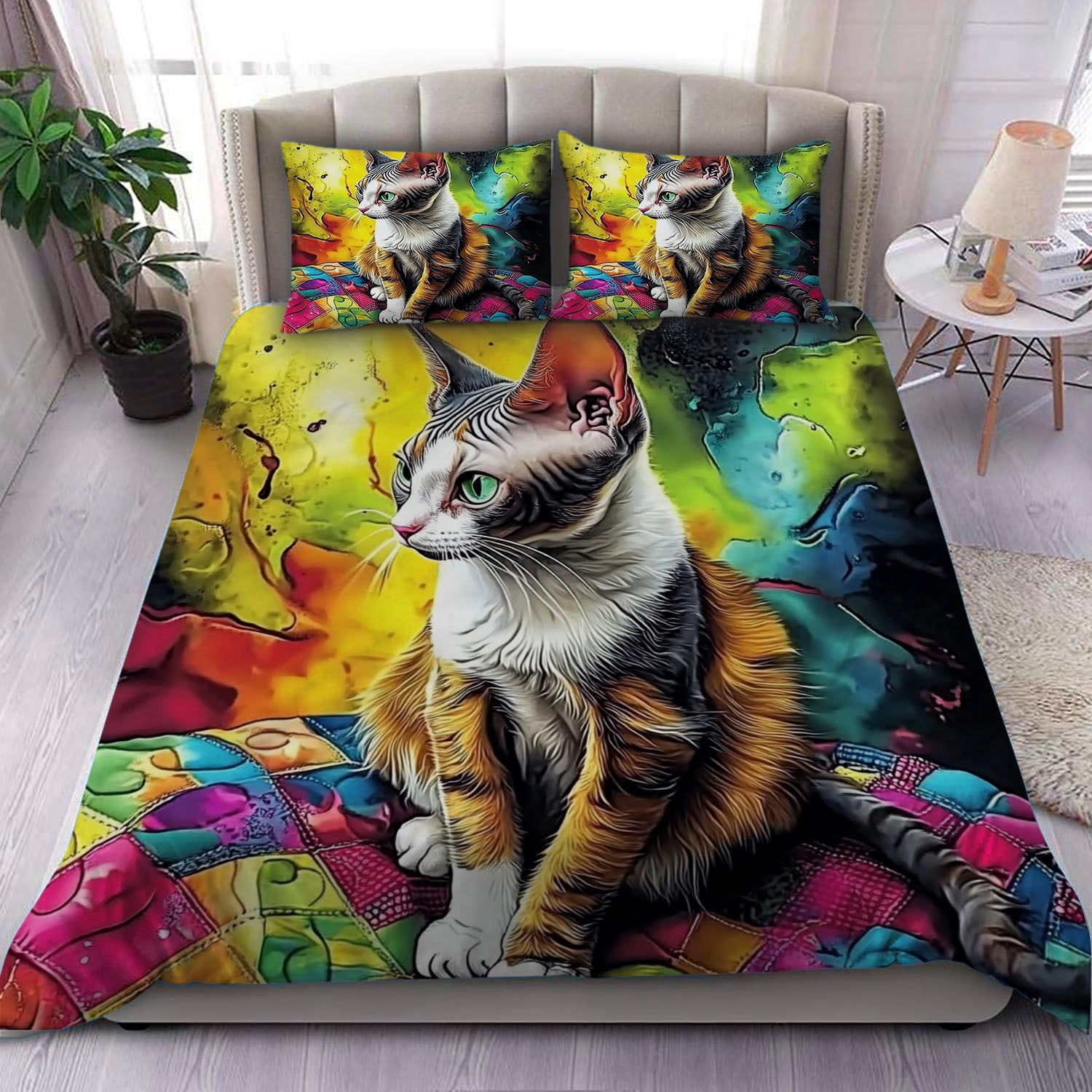 Cartoon Kawaii Cat Comforter Set Twin Size 3D Animals Flower Toddler ...