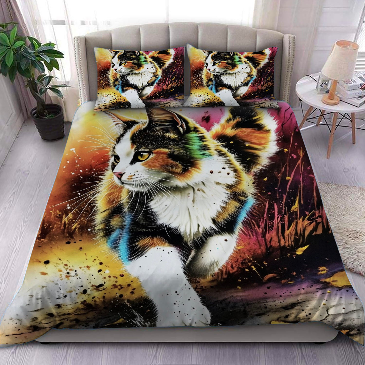 Cartoon Kawaii Cat Comforter Set Twin Size 3D Animals Flower Toddler ...