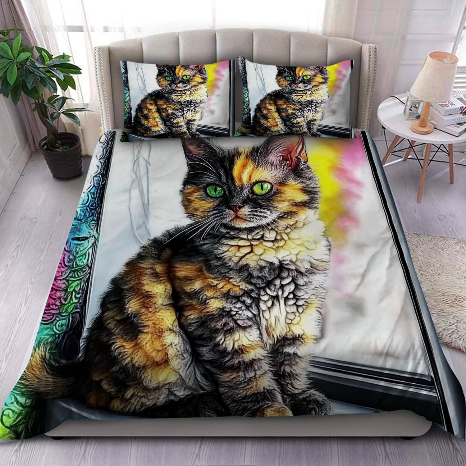 Cartoon Kawaii Cat Comforter Set Twin Size 3D Animals Flower Toddler ...