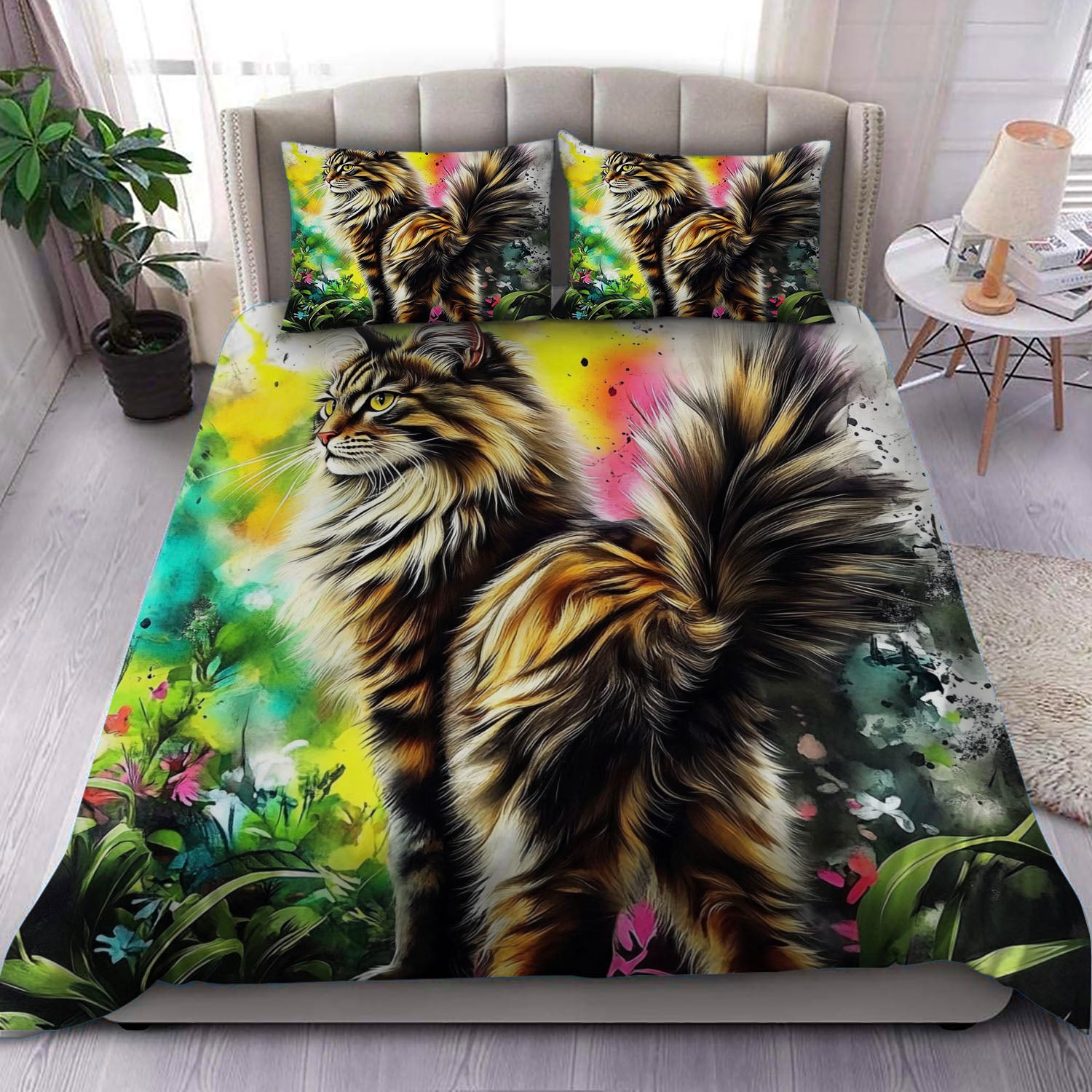 Cartoon Kawaii Cat Comforter Set Twin Size 3D Animals Flower Toddler ...