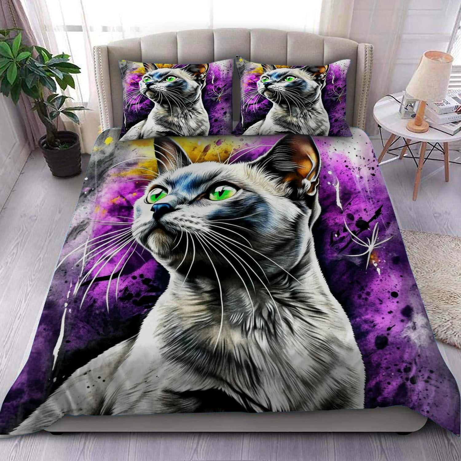 Cartoon Kawaii Cat Comforter Set Twin Size 3D Animals Flower Toddler ...