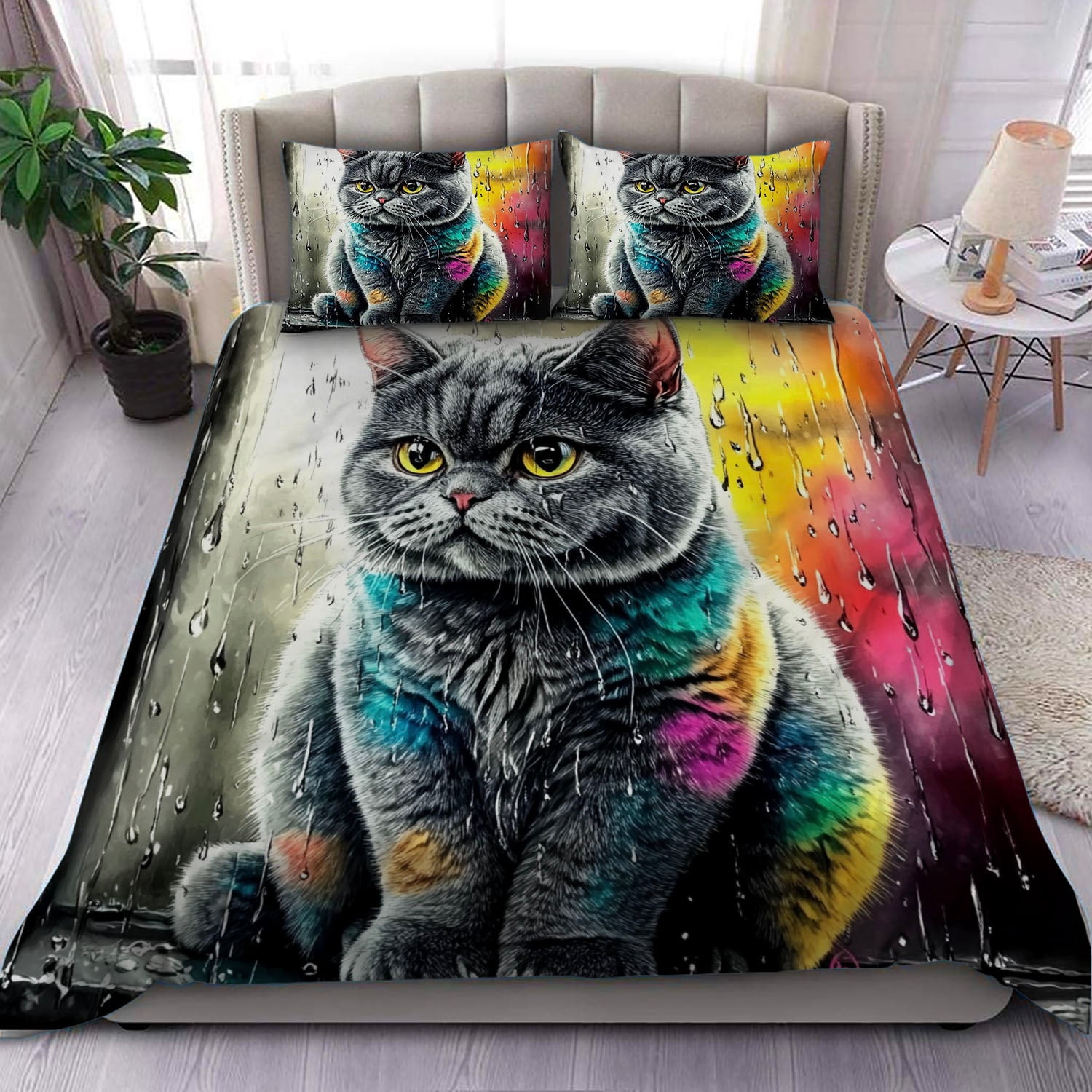 Cartoon Kawaii Cat Comforter Set Twin Size 3D Animals Flower Toddler ...