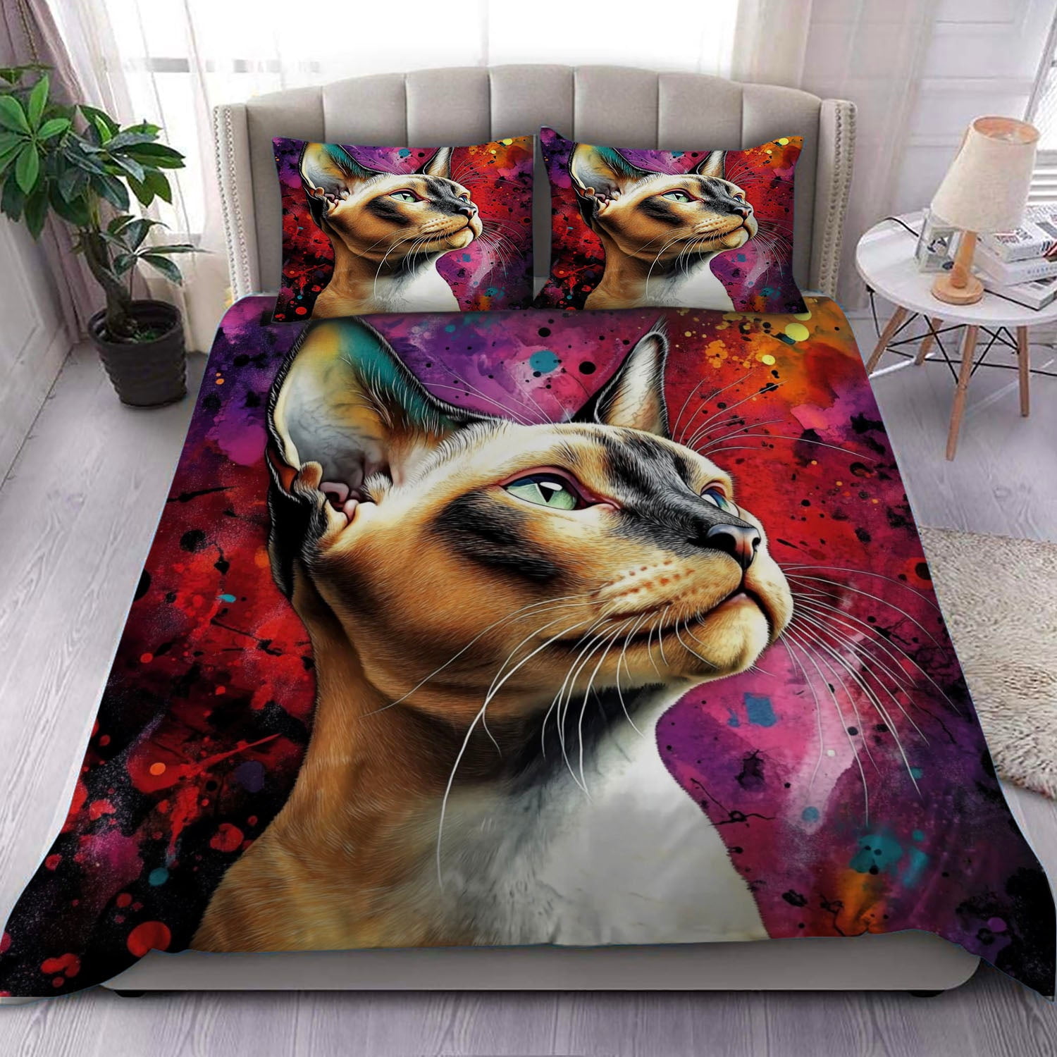 Cartoon Kawaii Cat Comforter Set Twin Size 3D Animals Flower Toddler ...