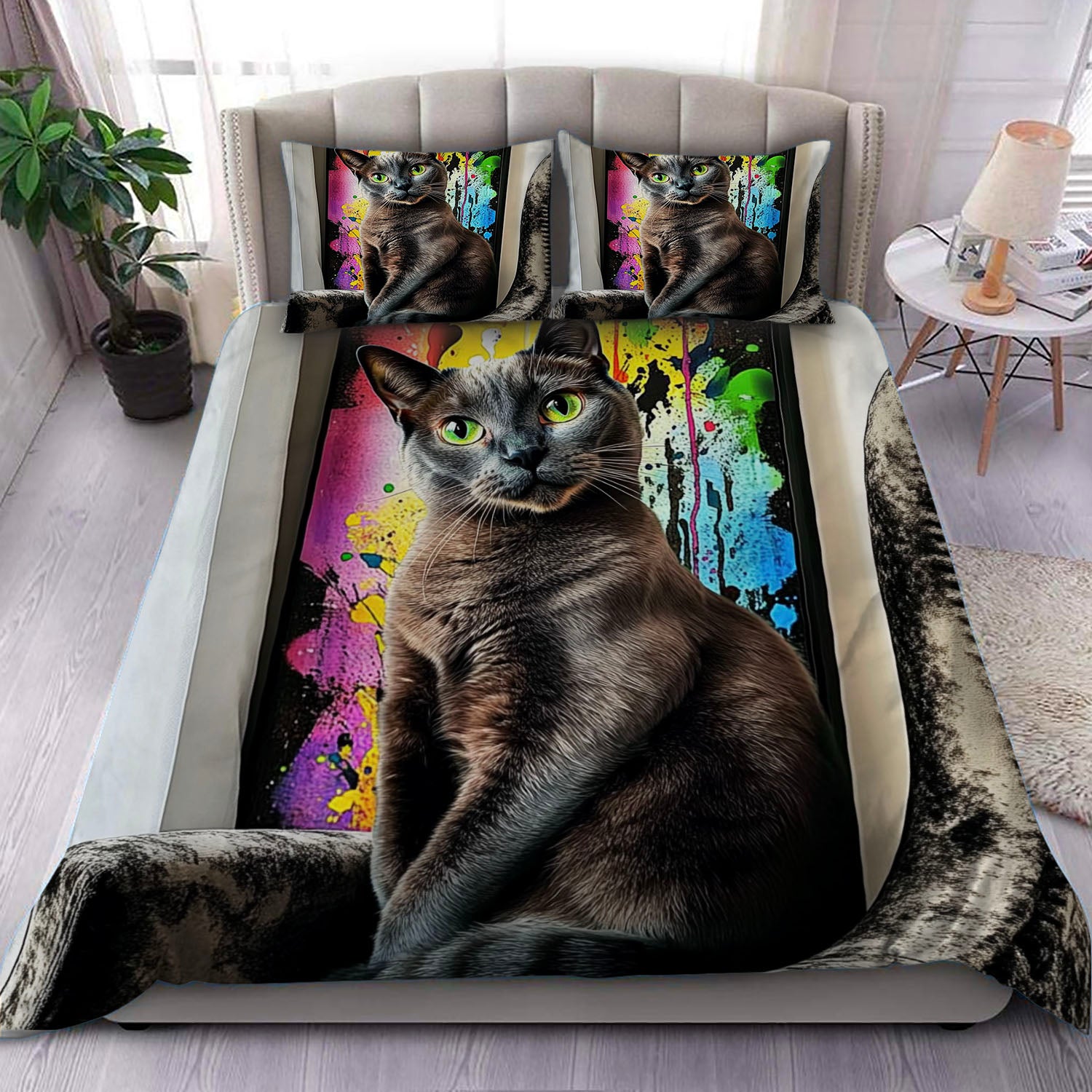 Cartoon Kawaii Cat Comforter Set Twin Size 3D Animals Flower Toddler ...