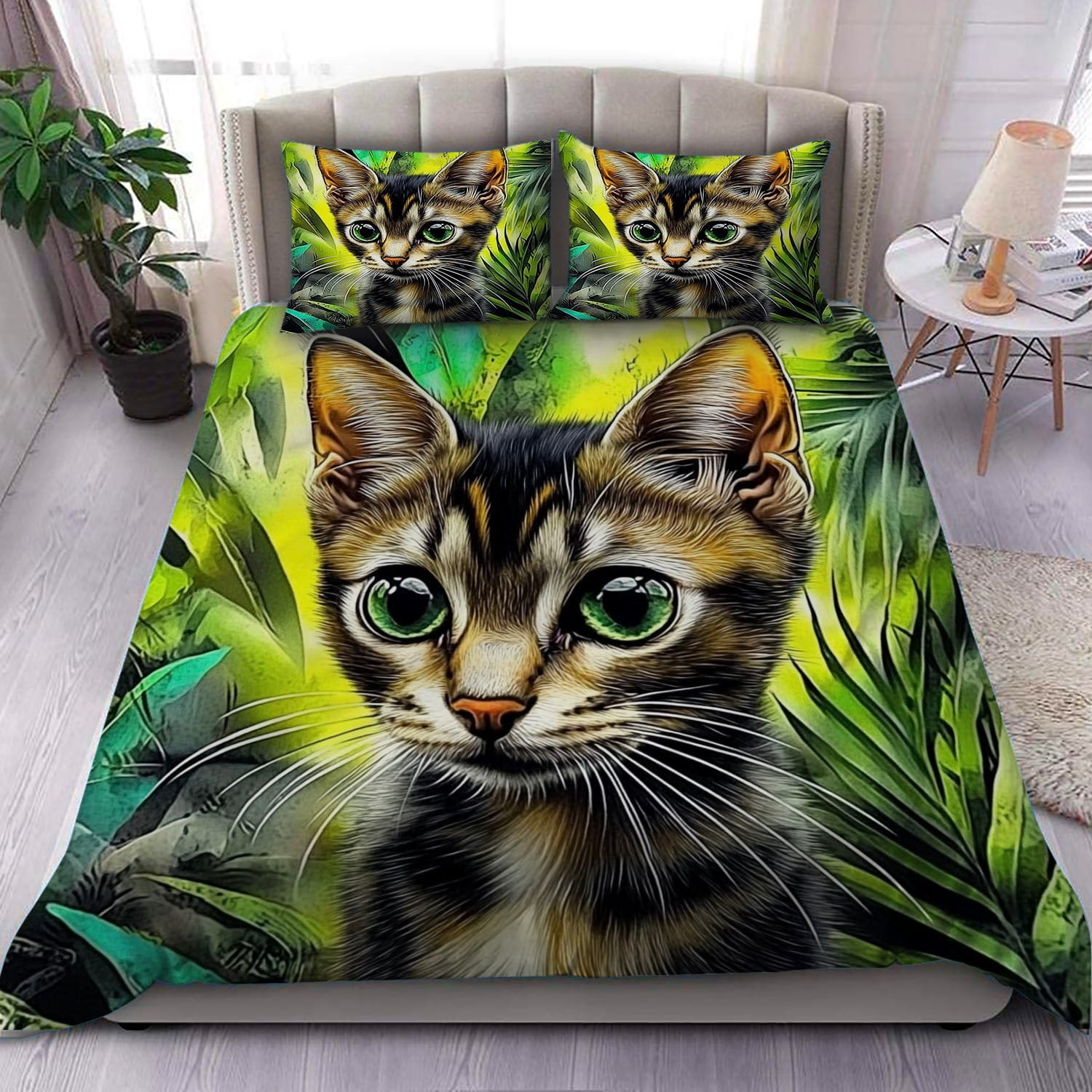 Cartoon Kawaii Cat Comforter Set Twin Size 3D Animals Flower Toddler ...