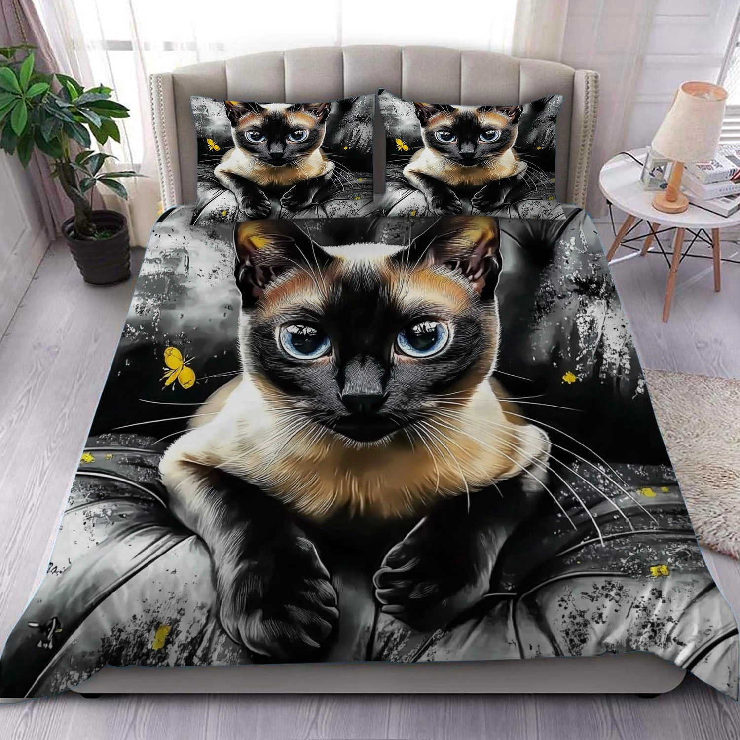 Cartoon Kawaii Cat Comforter Set Twin Size 3D Animals Flower Toddler ...