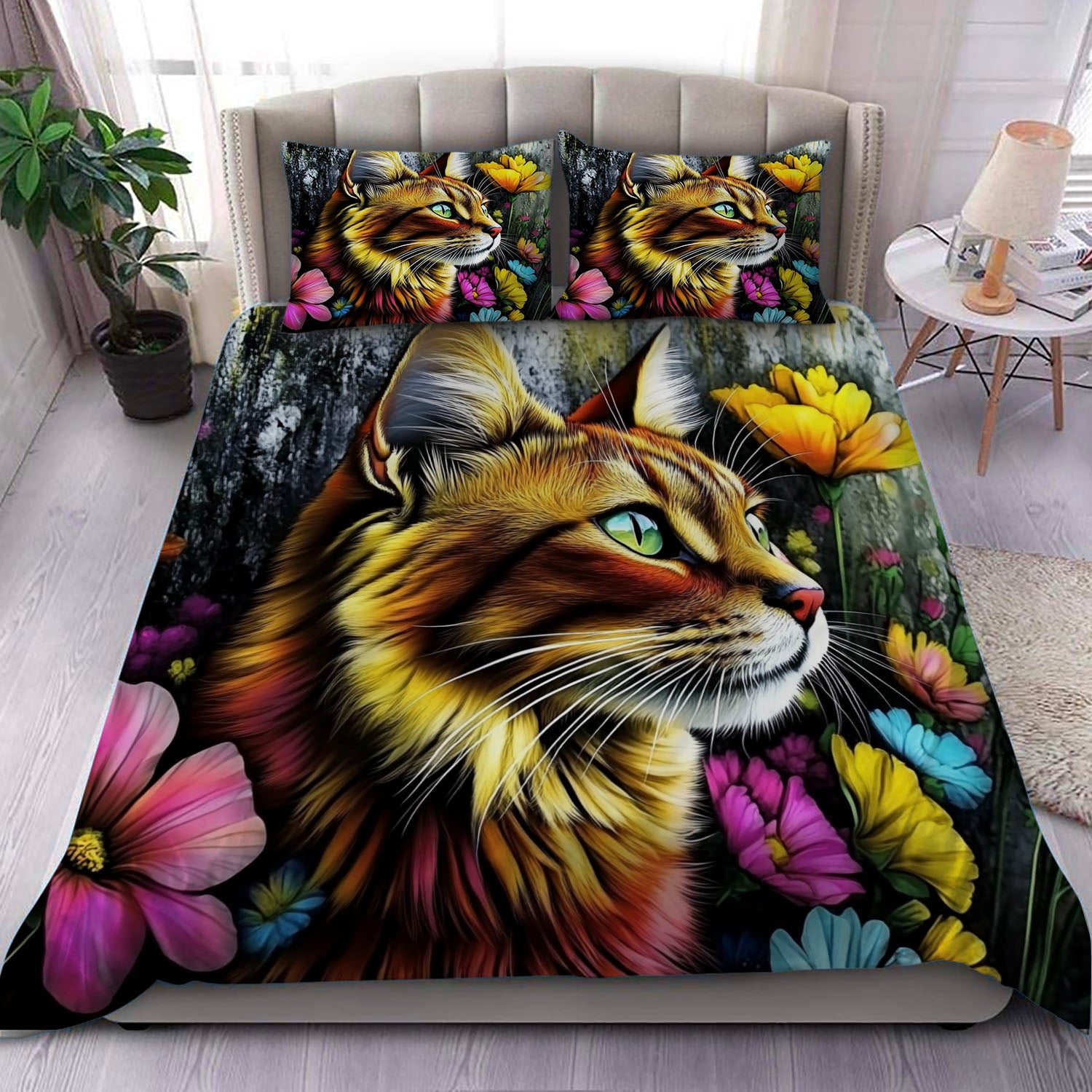 Cartoon Kawaii Cat Comforter Set Twin Size 3D Animals Flower Toddler Cartoon Kawaii Cat Comforter Set Twin Size 3D Animals Flower Toddler