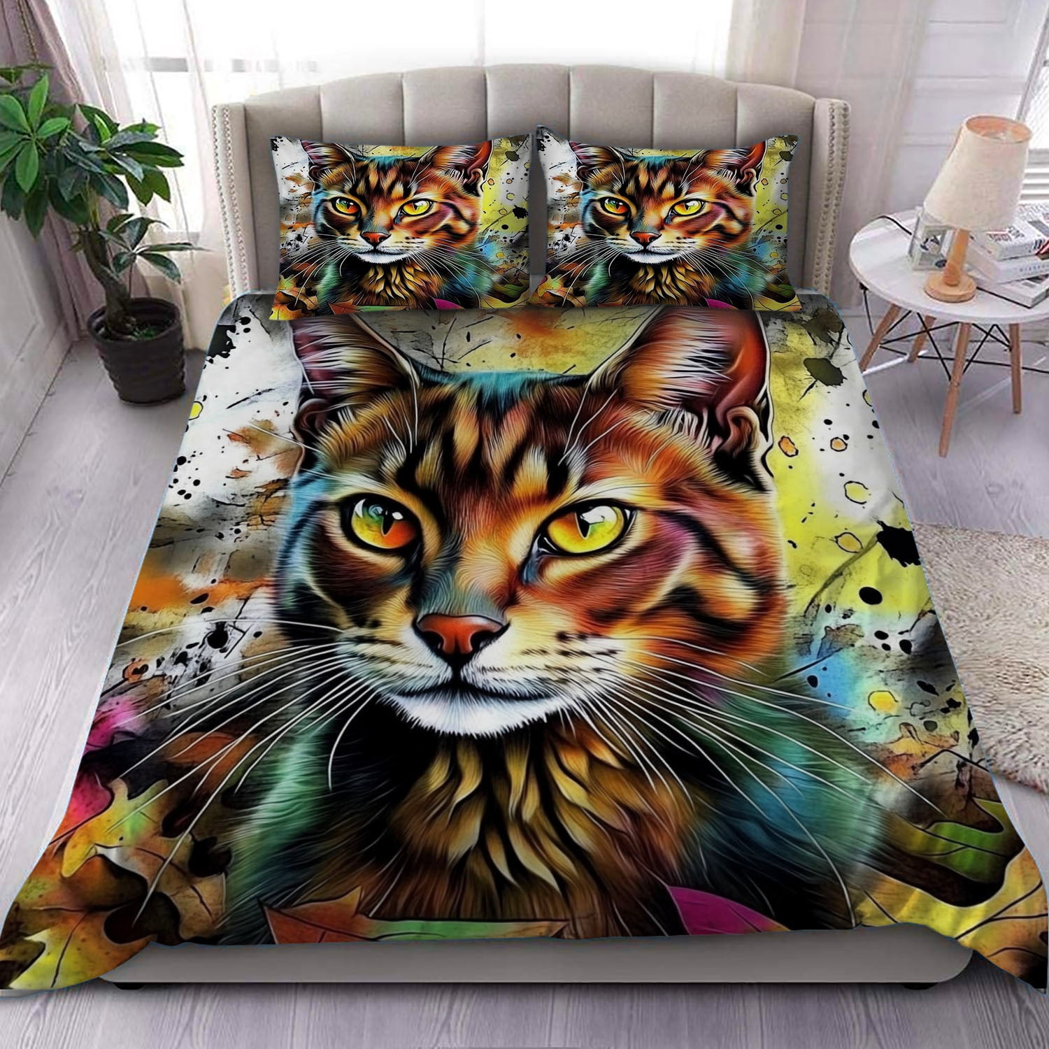 Cartoon Kawaii Cat Comforter Set Twin Size 3D Animals Flower Toddler ...