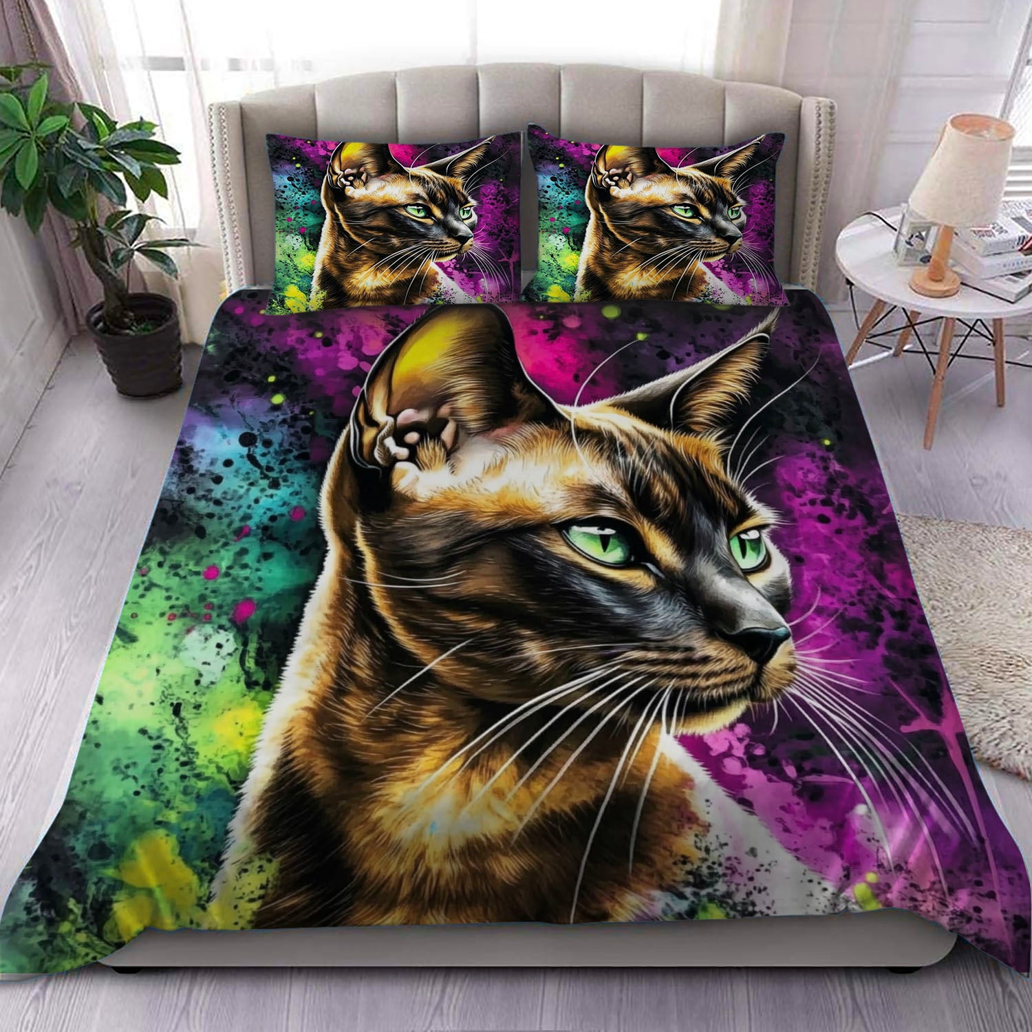 Cartoon Kawaii Cat Comforter Set Twin Size 3D Animals Flower Toddler ...