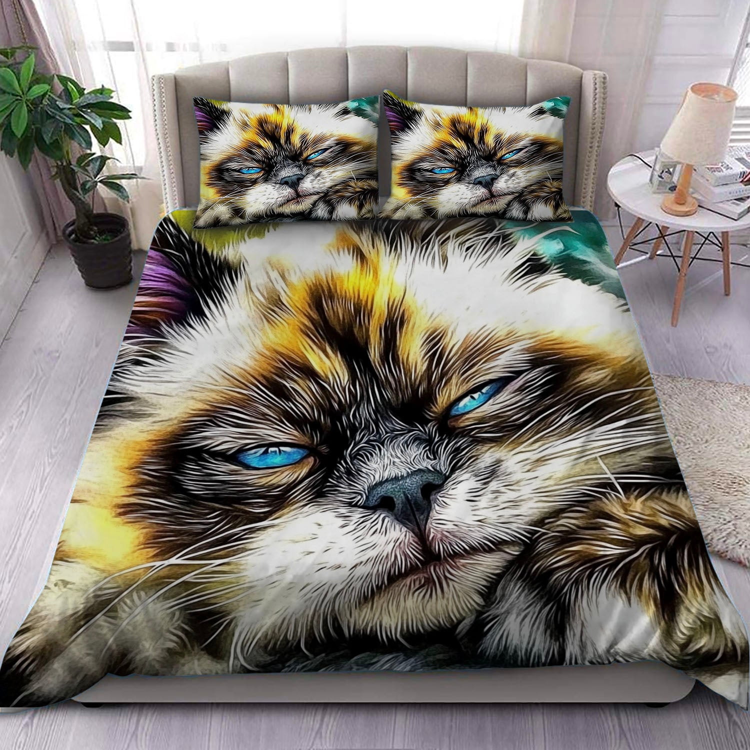 Cartoon Kawaii Cat Comforter Set Twin Size 3D Animals Flower Toddler ...