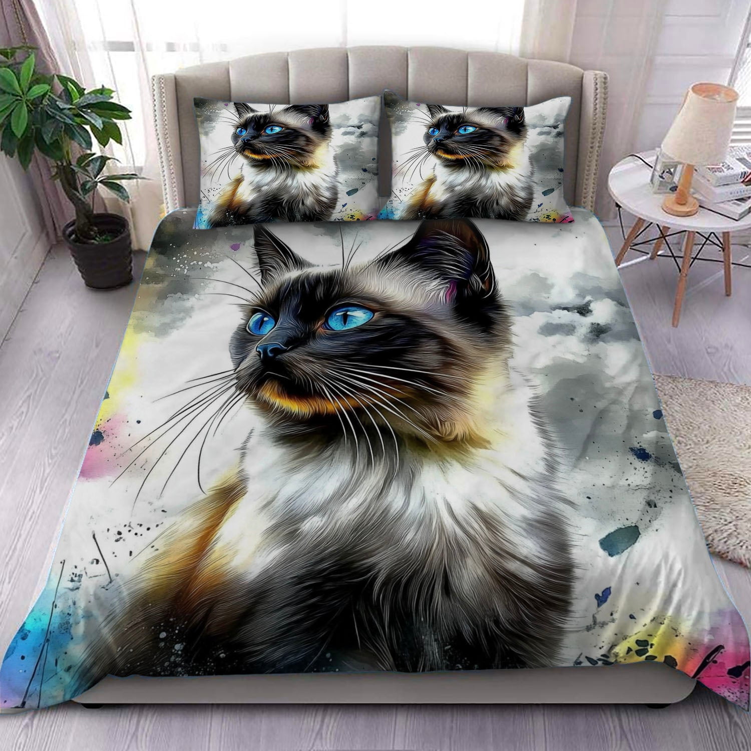 Cartoon Kawaii Cat Comforter Set Twin Size 3D Animals Flower Toddler ...
