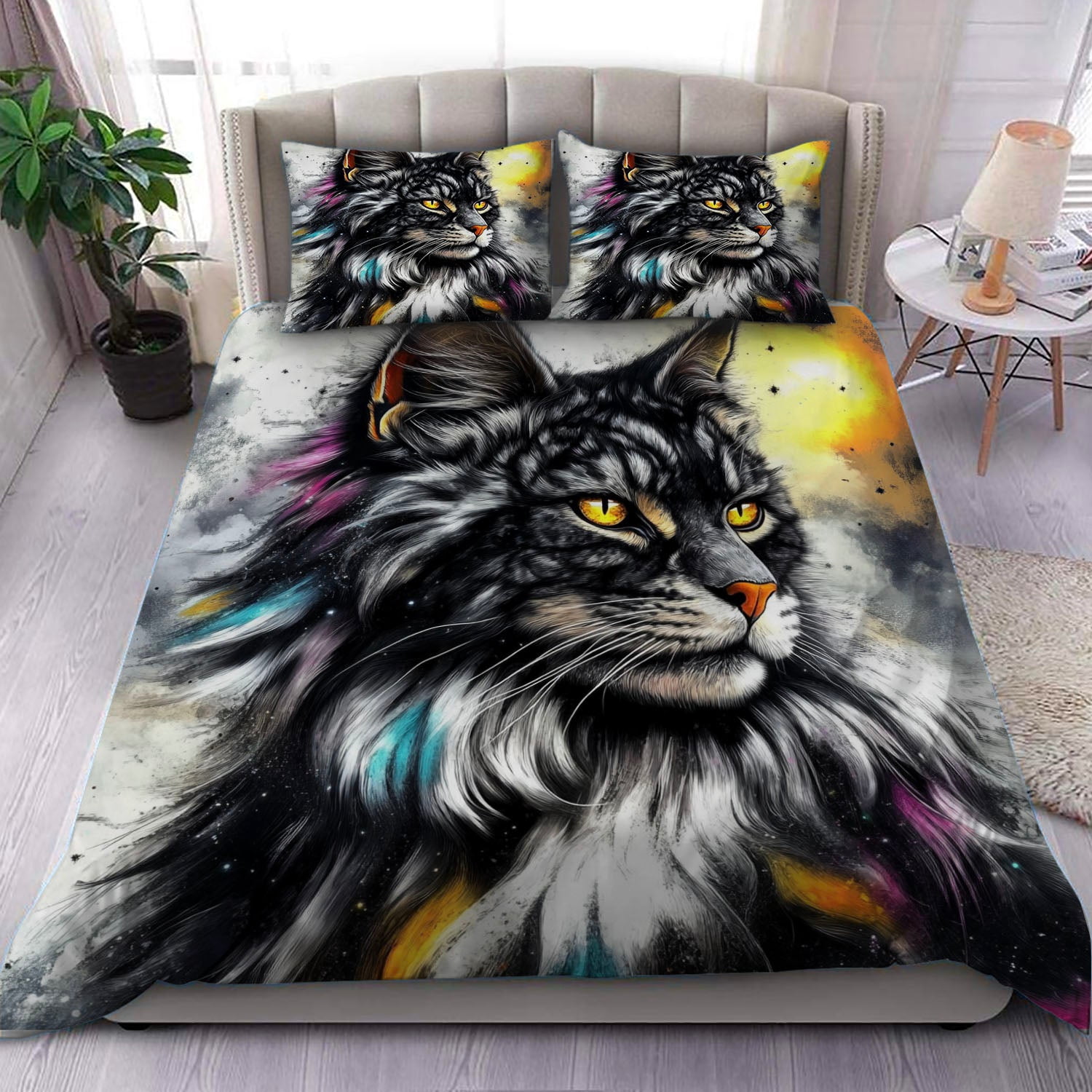 Cartoon Kawaii Cat Comforter Set Twin Size 3D Animals Flower Toddler ...