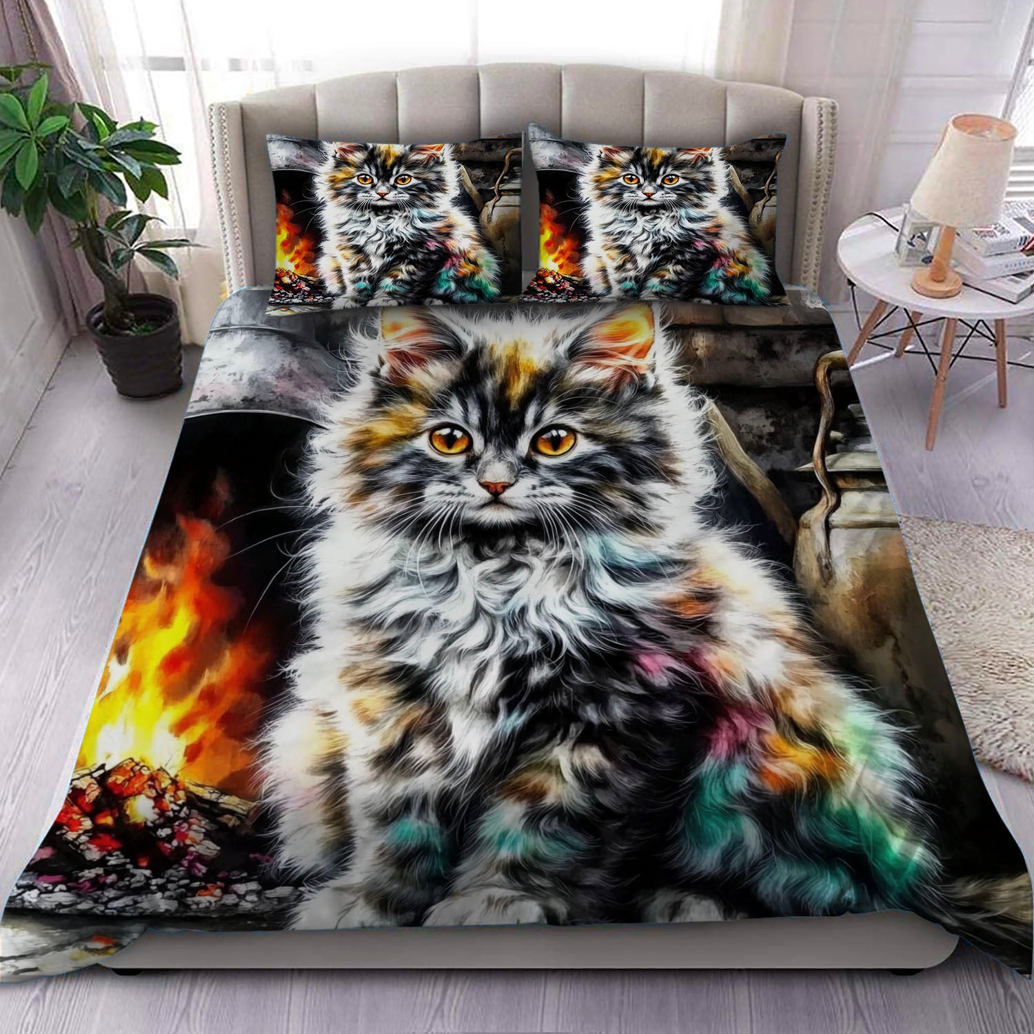 Cartoon Kawaii Cat Comforter Set Twin Size 3D Animals Flower Toddler Cartoon Kawaii Cat Comforter Set Twin Size 3D Animals Flower Toddler