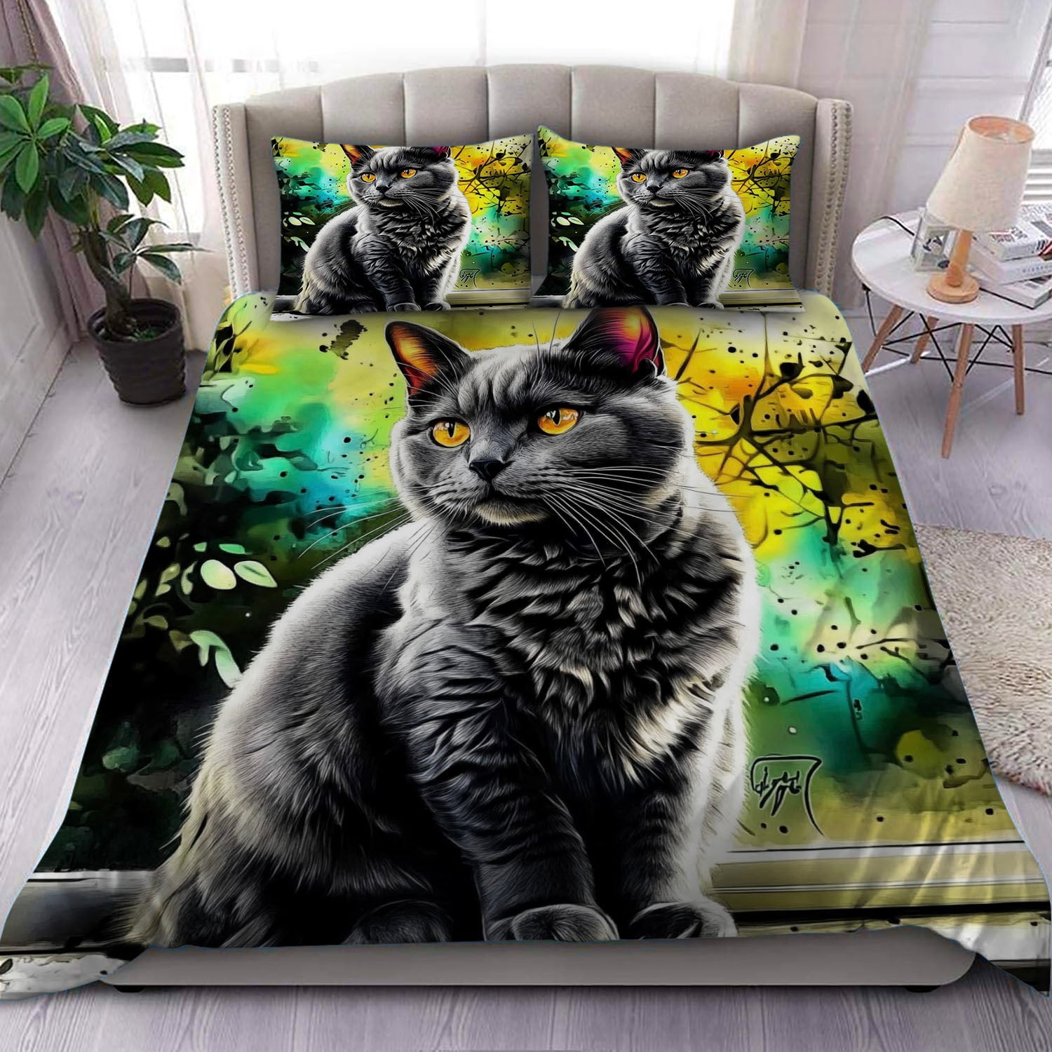 Cartoon Kawaii Cat Comforter Set Twin Size 3D Animals Flower Toddler ...