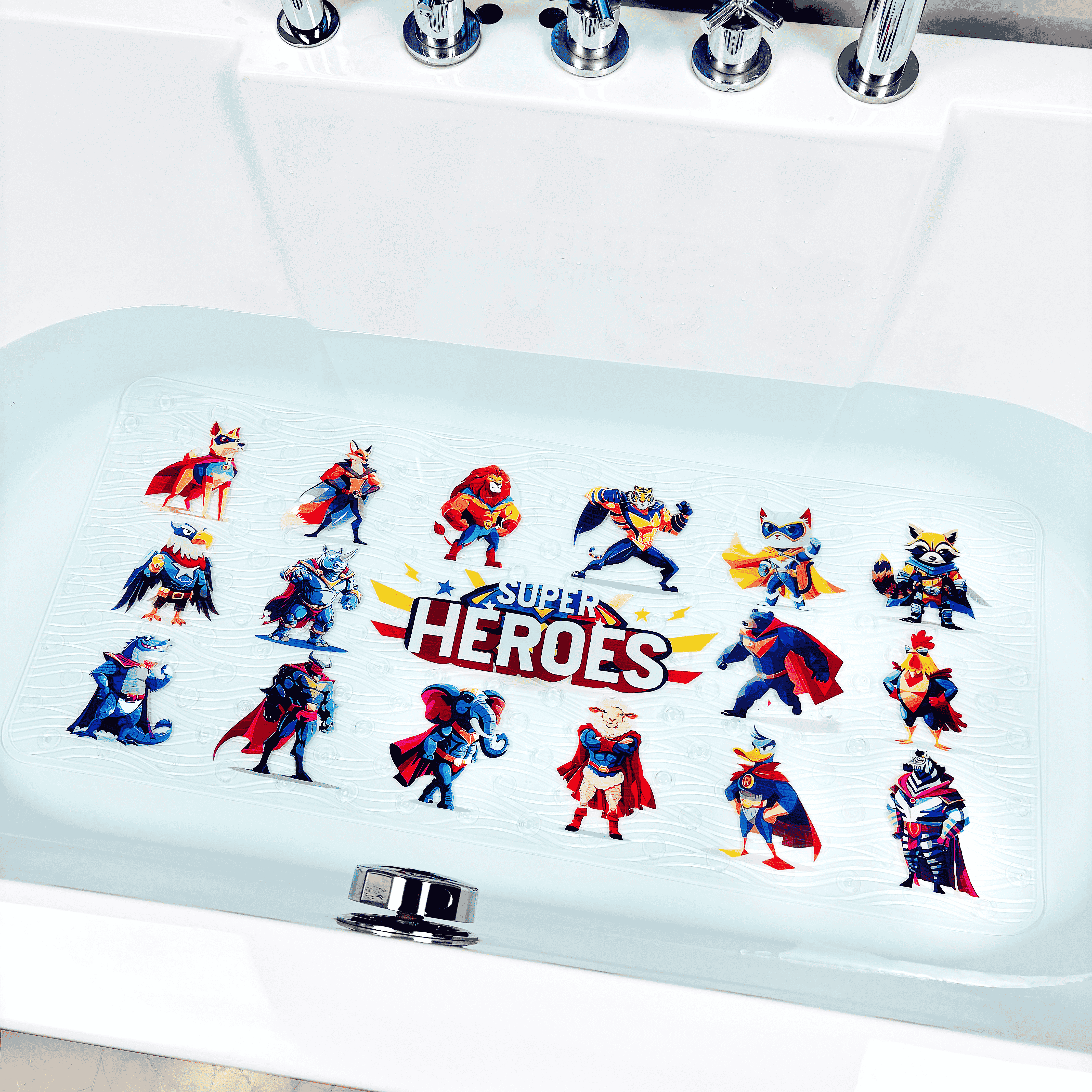 Cartoon Kids Bath Mat - Non Slip Bathtub Mat 35x16 Inch XL Large Size ...
