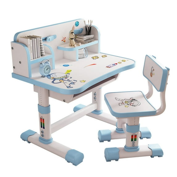 Cartoon Kids Desk & Chair Set - Ergonomic Height Adjustable with Large ...