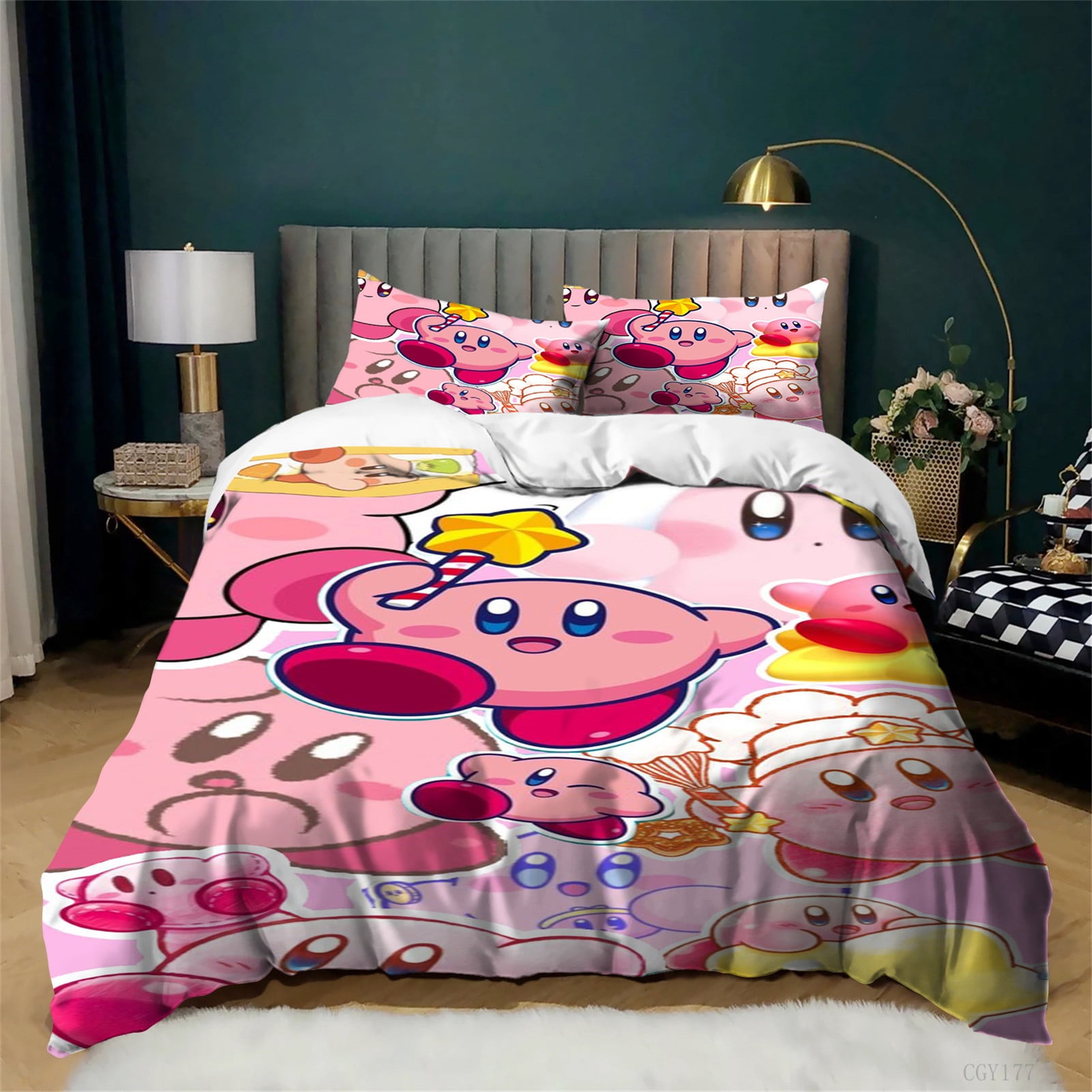 Cartoon Kir_by Bedding Set 3 Pieces Soft Breathable Duvet Cover Set for ...