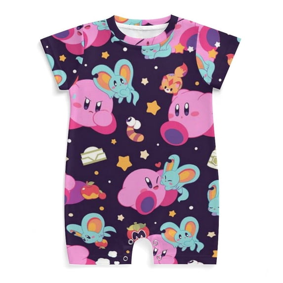 Cartoon Kirby Baby One-Piece Rompers Summer Short Sleeve Outfit ...