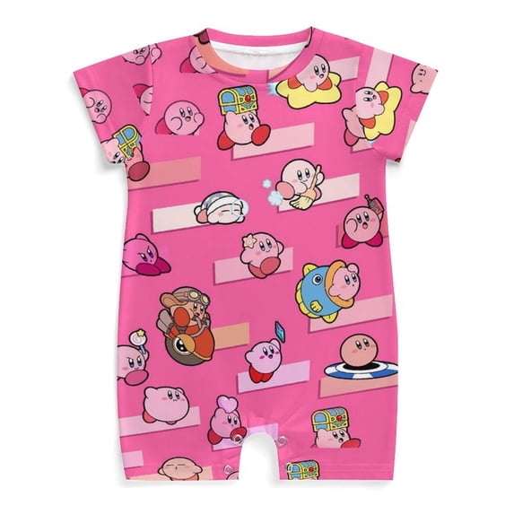 Cartoon Kirby Game Baby One-Piece Rompers Summer Short Sleeve Outfit ...