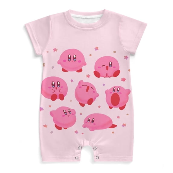 Cartoon Kirby Game Baby One-Piece Rompers Summer Short Sleeve Outfit ...