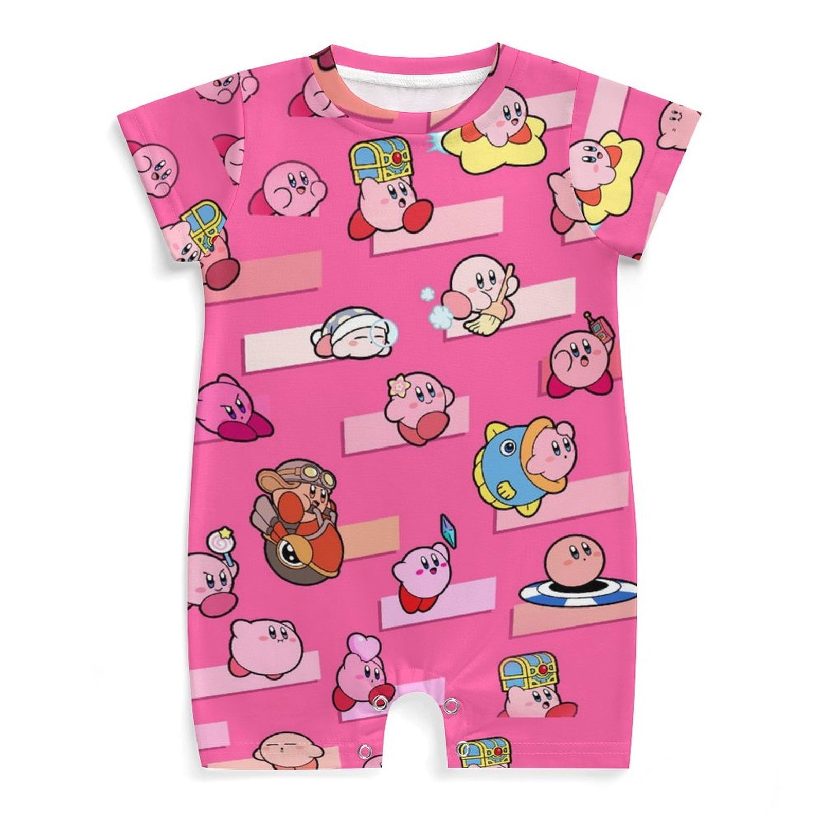 Cartoon Kirby Game Baby One-Piece Rompers Summer Short Sleeve Outfit ...