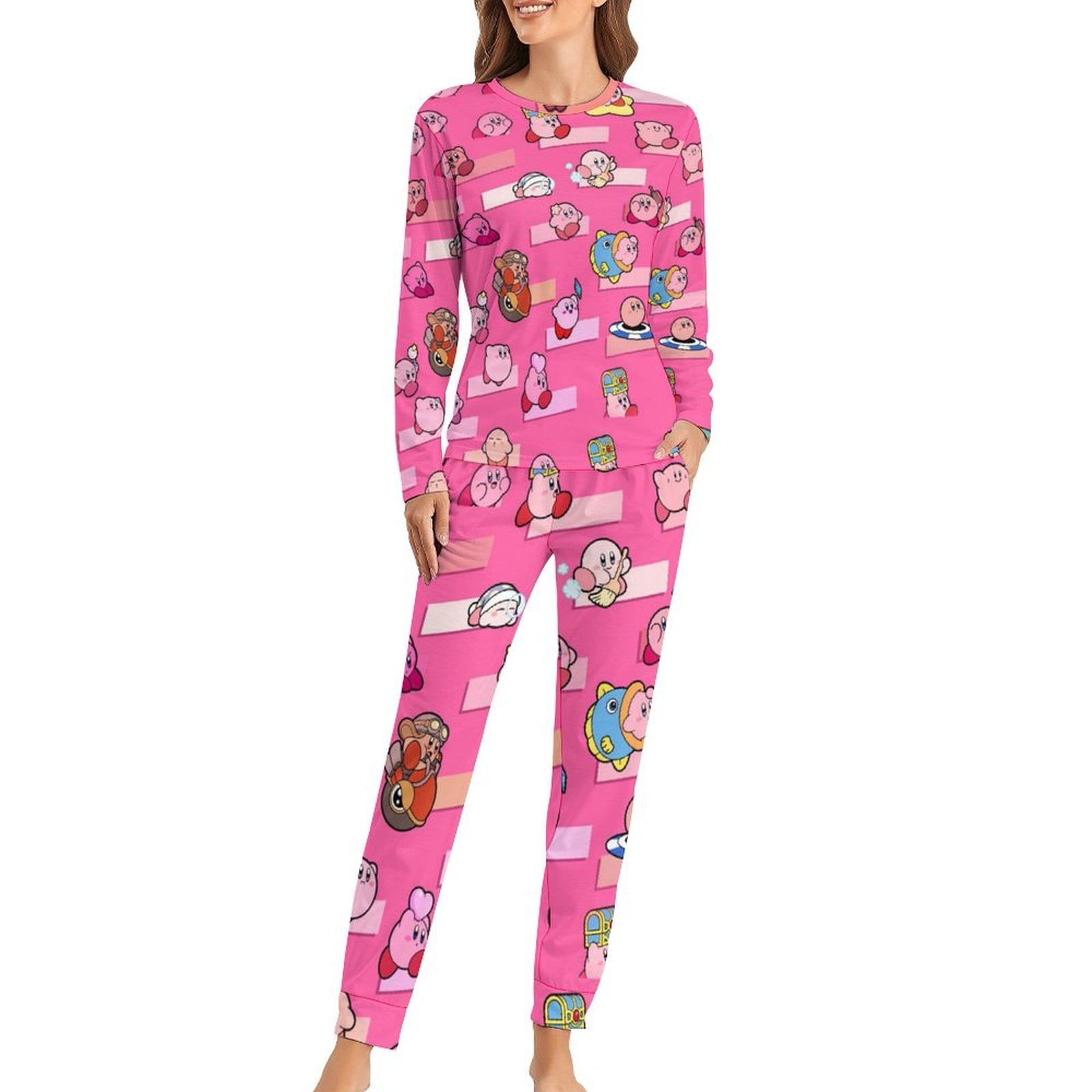 Cartoon Kirby Game Womens Pajama Set Loungewear Cozy Soft House Wear ...