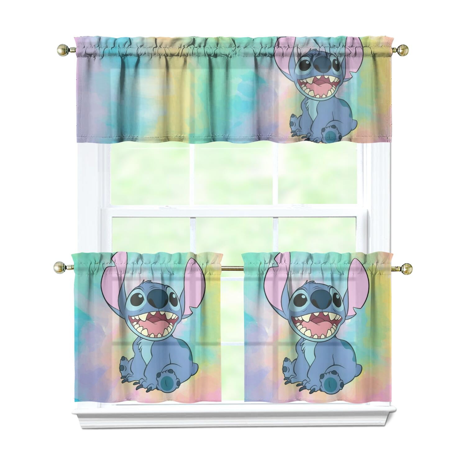 Cartoon Kitchen Window Curtains with Rod Pocket Over Sink Cartoon Movie ...