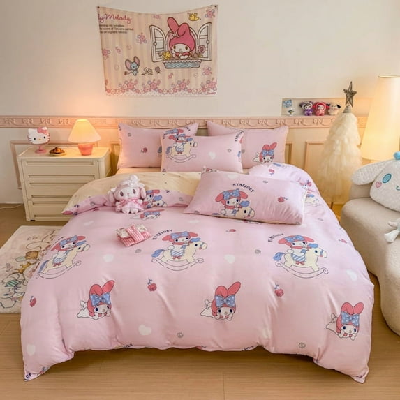 Cartoon Kitty Cat Cinnamoroll Kuromi Duvet Cover Flat Bed Sheet ...