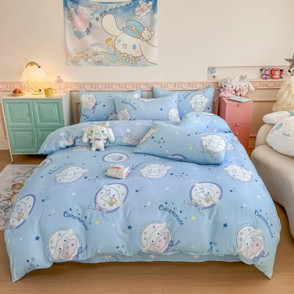Cartoon Kitty Cat Cinnamoroll Kuromi Duvet Cover Flat Bed Sheet ...