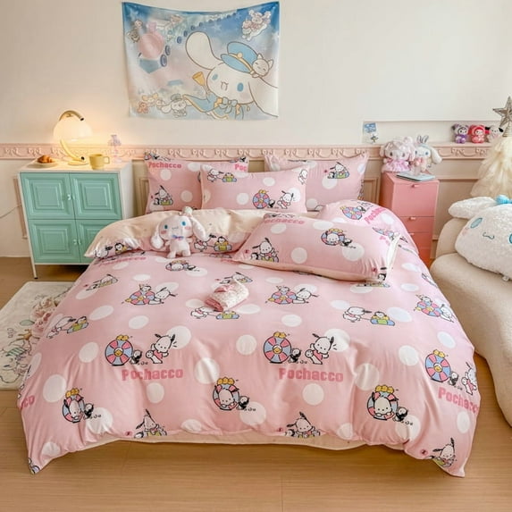 Cartoon Kitty Cat Cinnamoroll Kuromi Duvet Cover Flat Bed Sheet ...