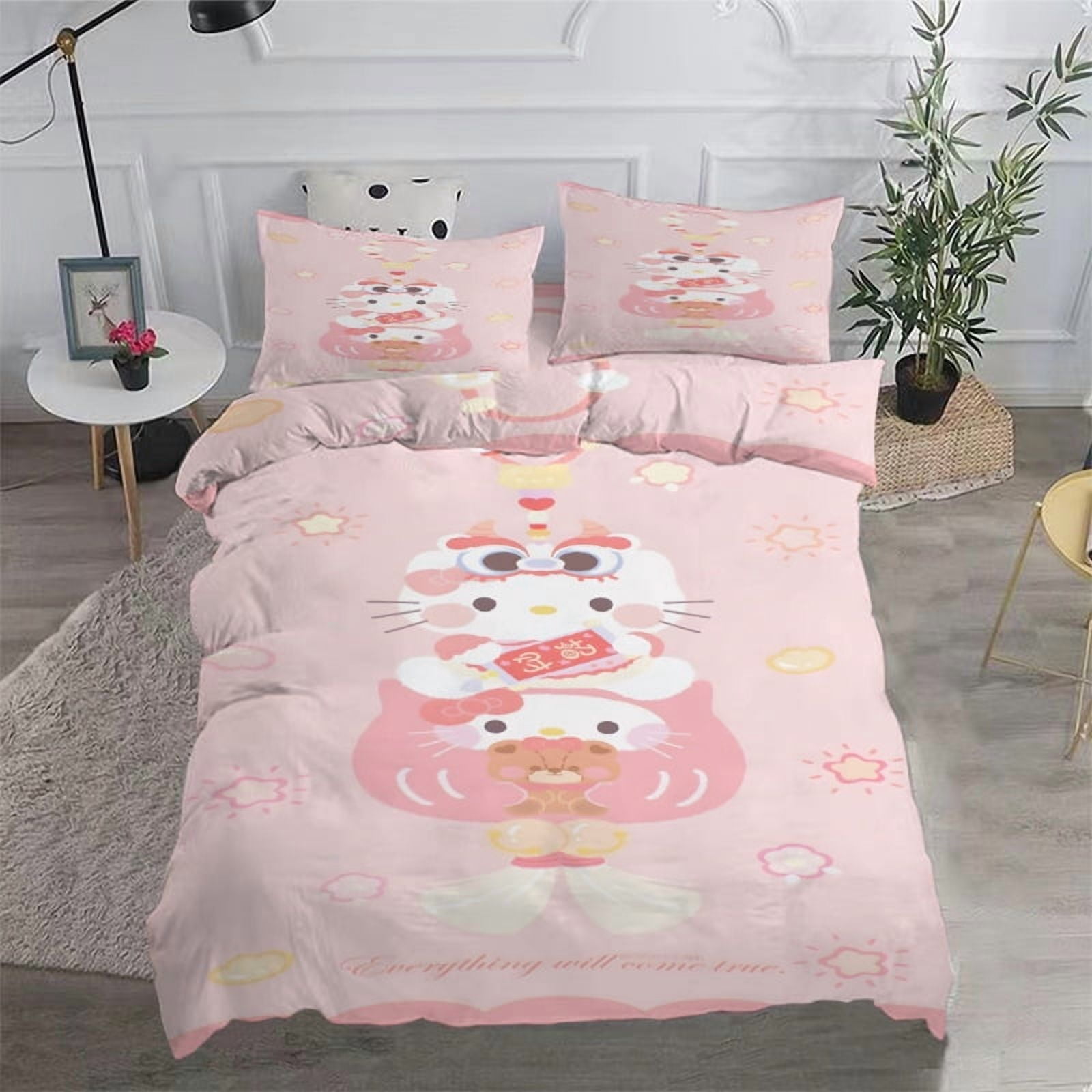 Cartoon Kitty Cat My MLD Purin Digital Print Duvet Cover Three-piece ...