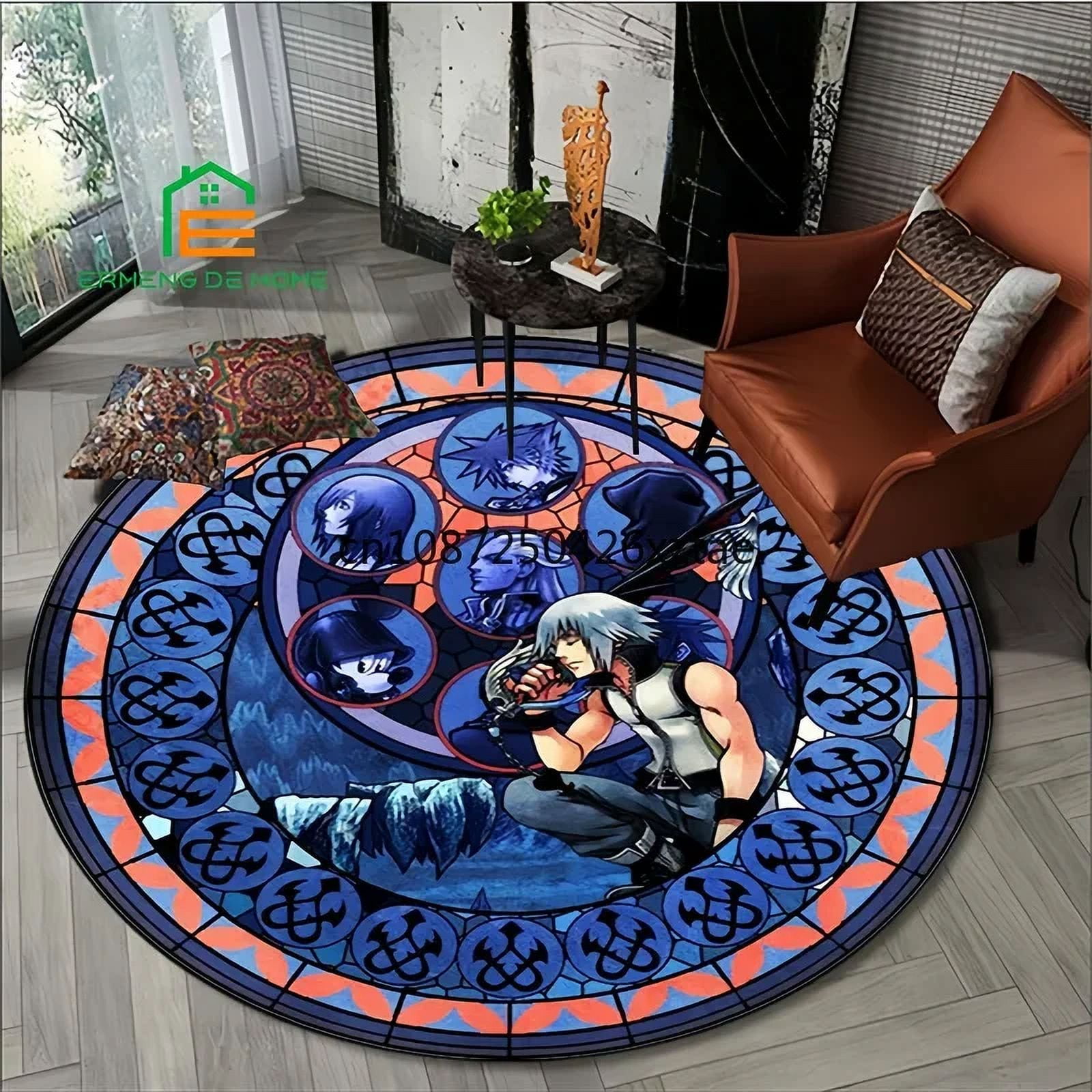 Cartoon Kk-Kingdom H-Hearts Pattern Area Round Carpet Living Room ...