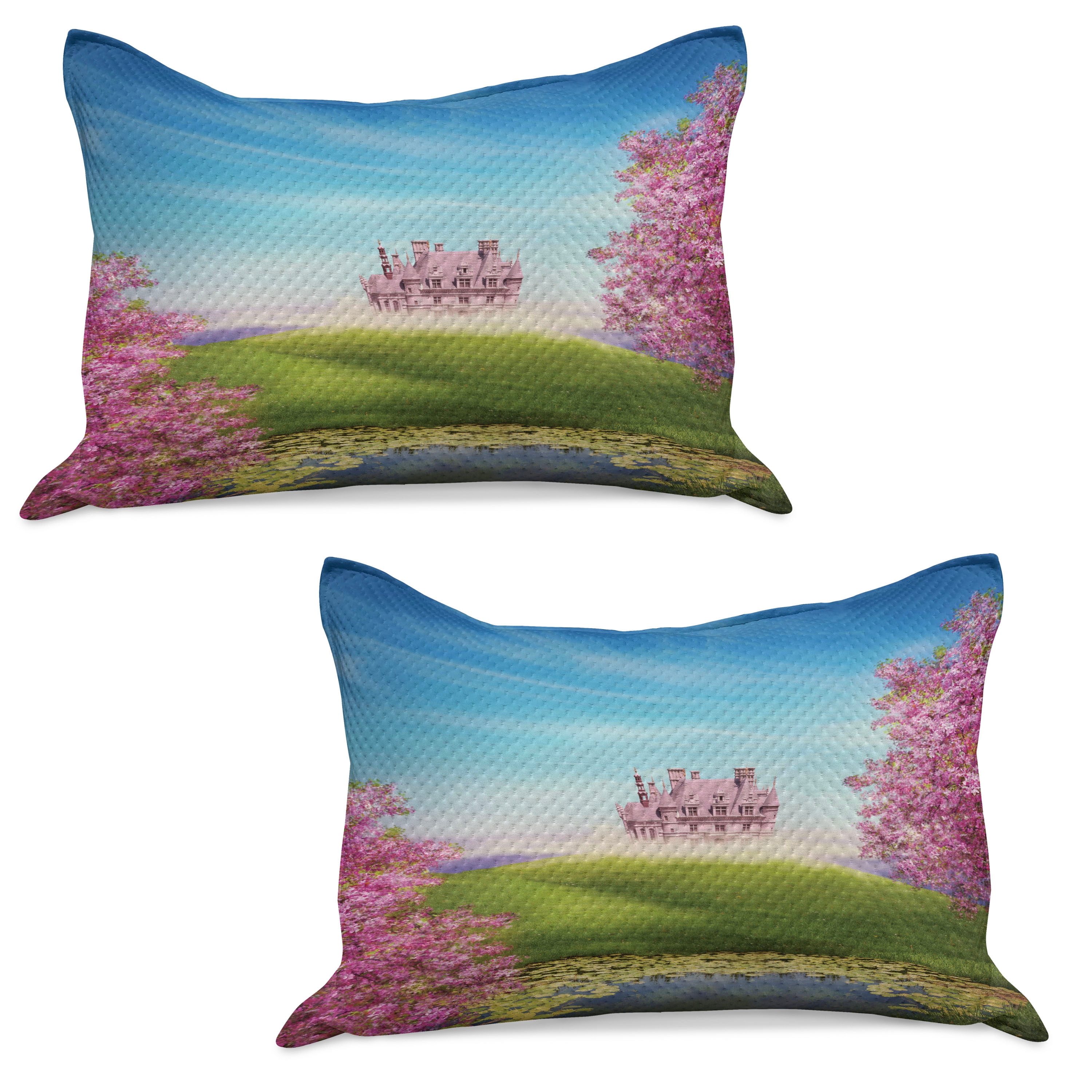 Cartoon Knitted Quilt Pillowcover Set of 2, Imaginary Tale Landscape ...