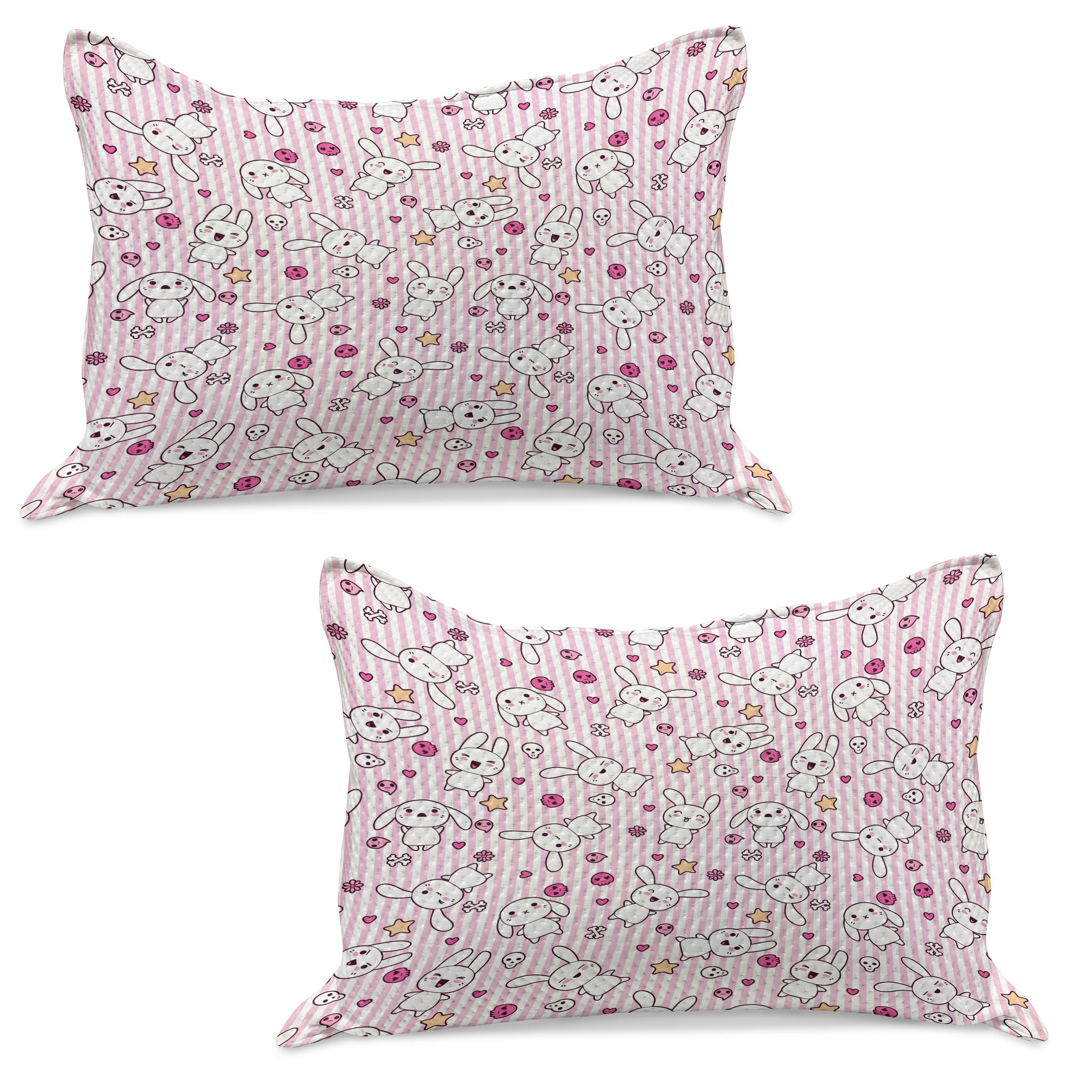 Cartoon Knitted Quilt Pillowcover Set of 2, Loveable Bunnies Numerous ...