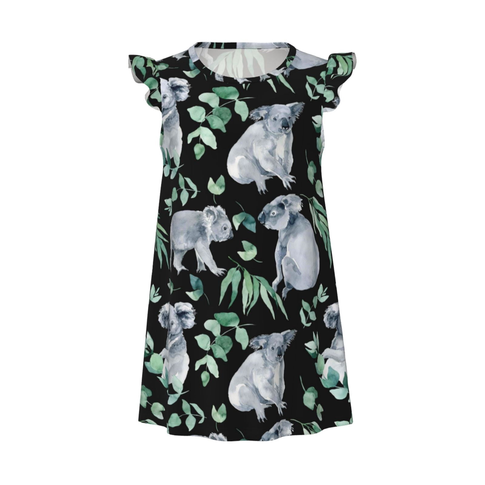 Girls Nightgowns, Cartoon Koala Bear Flutter Sleeve Pajamas Nightdress ...