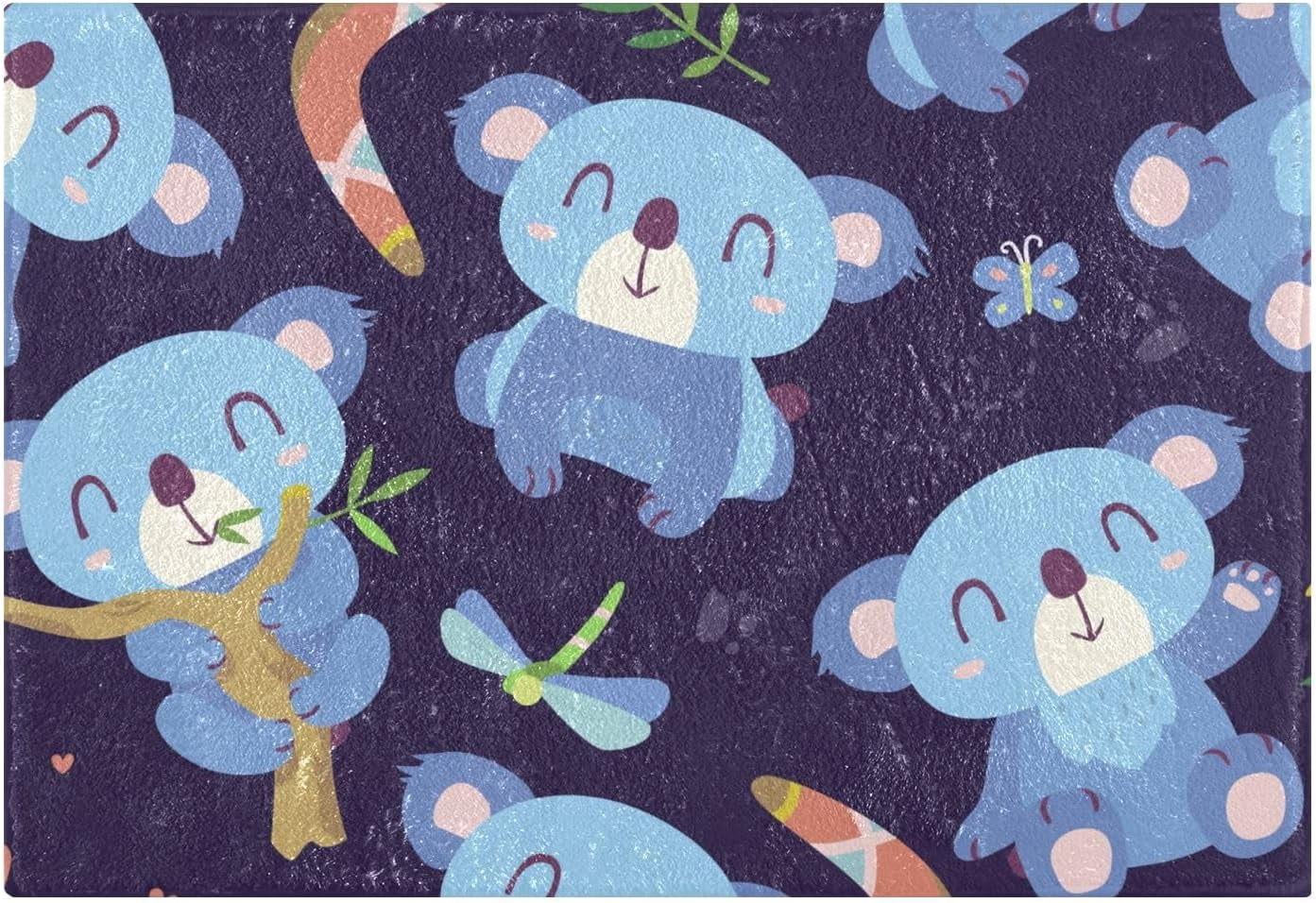 Cartoon Koala Blue Bathroom Rug Rectangular Bath Mat Non Slip Bath Rugs ...