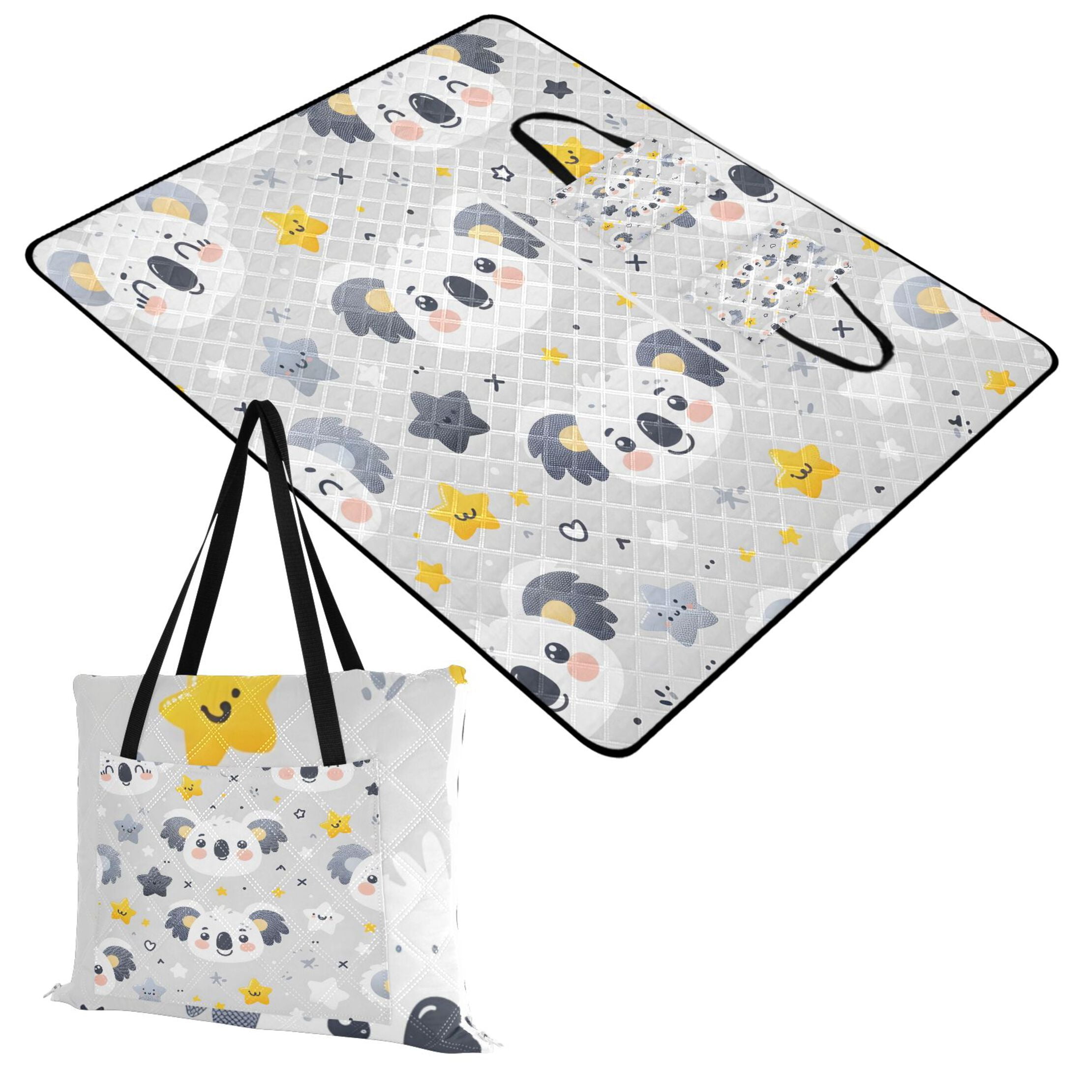 Cartoon Koala Face and Star Extra Large Picnic Beach Blanket Waterproof ...