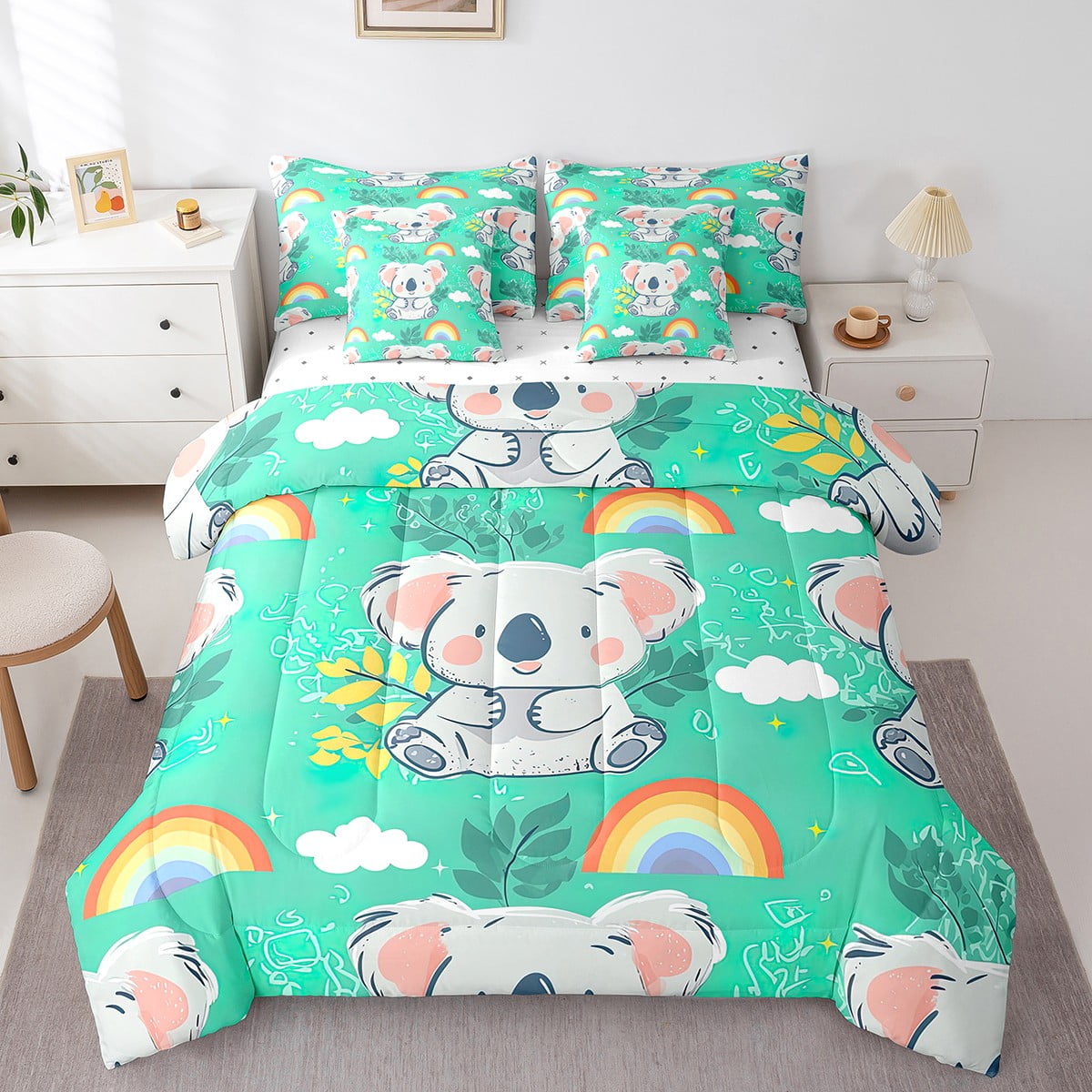 Cartoon Koala Queen Comforter Set 7 Pieces,All Season Bed in a Bag ...