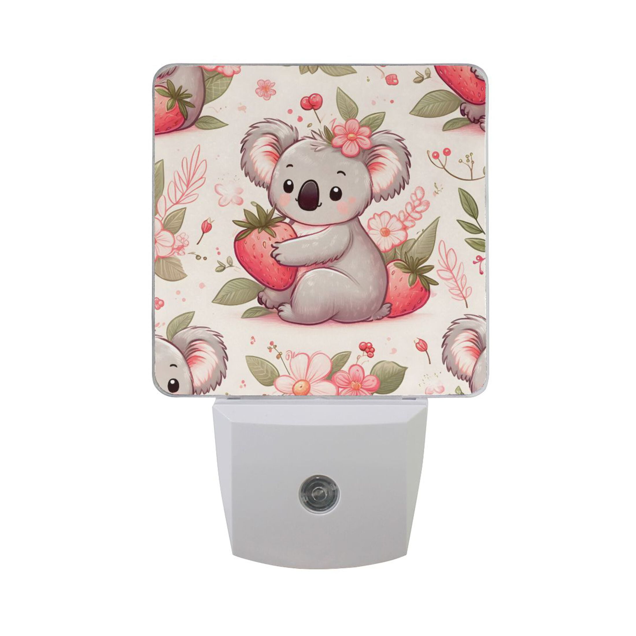 Cartoon Koala and Strawberry Night Light 2 Pack LED Nightlight Plug ...