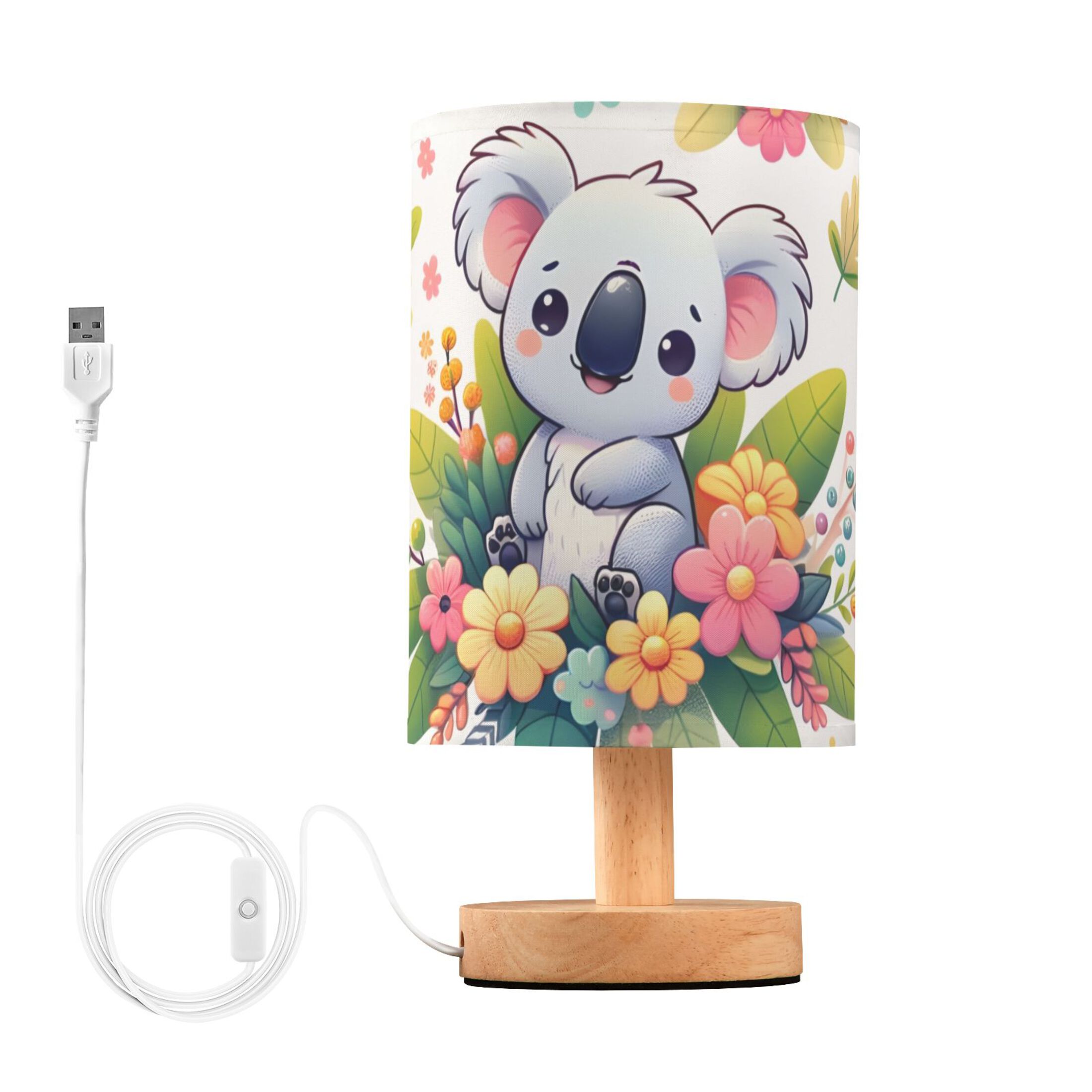 Cartoon Koala in Flower Bedside Desk Lamp LED Table Nightstand Lamps ...