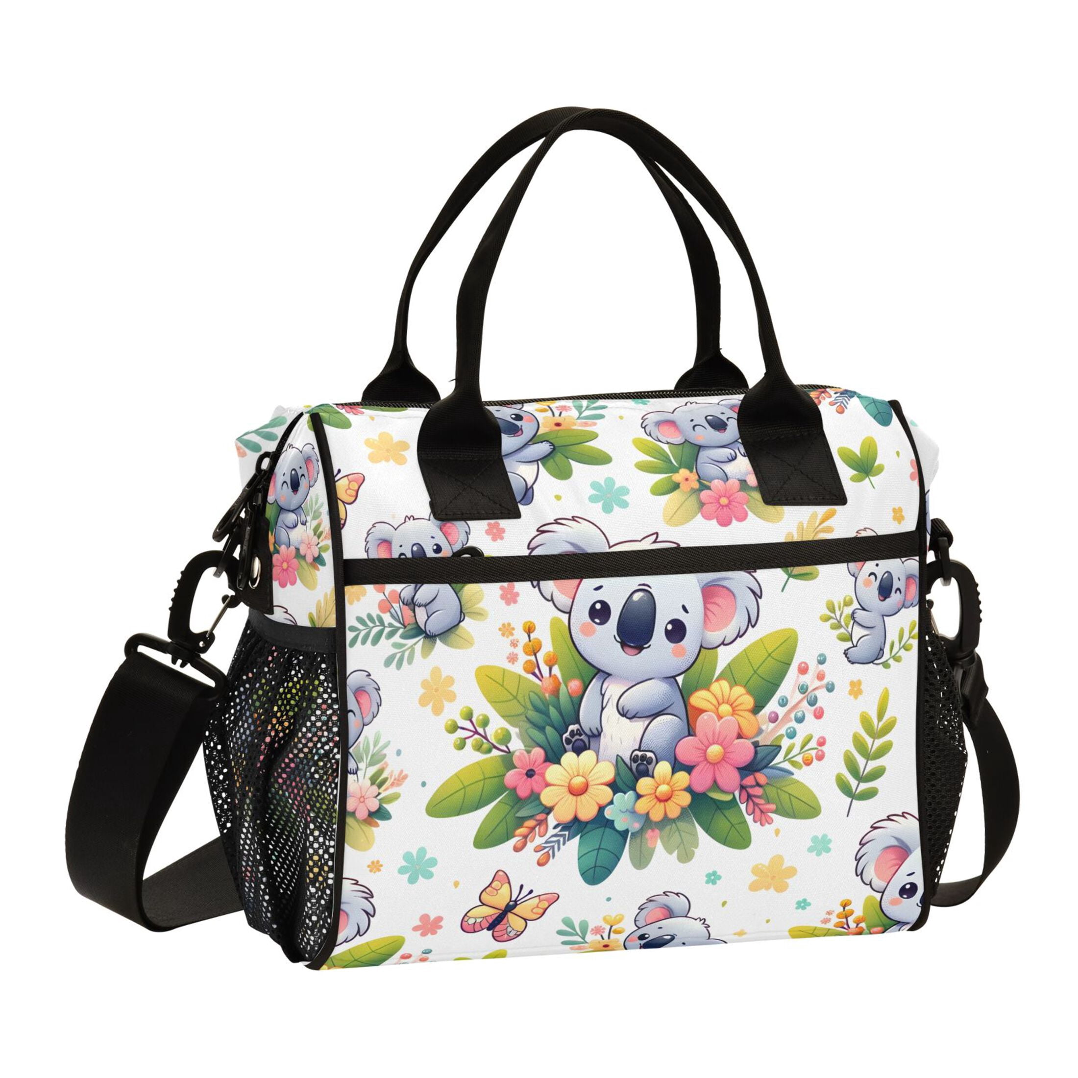 Cartoon Koala in Flower Lunch Bag Insulated Lunch Box Leakproof ...