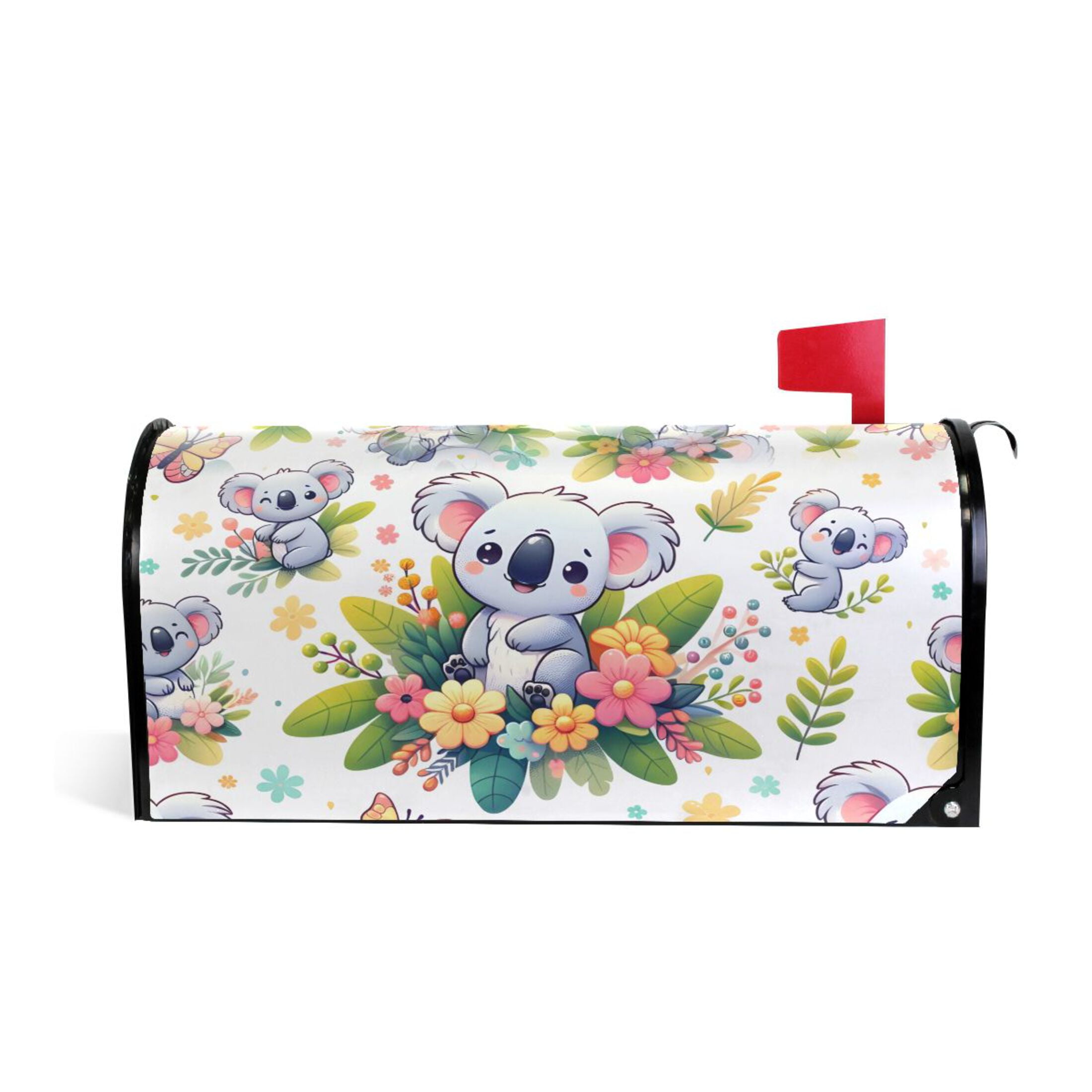 Cartoon Koala in Flower Magnetic Mailbox Covers 21" X 18" Post Letter ...