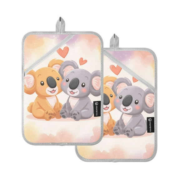 Cartoon Koala in Love Valentine Pot Holder Heat Resistant Mat Oven Hot ...