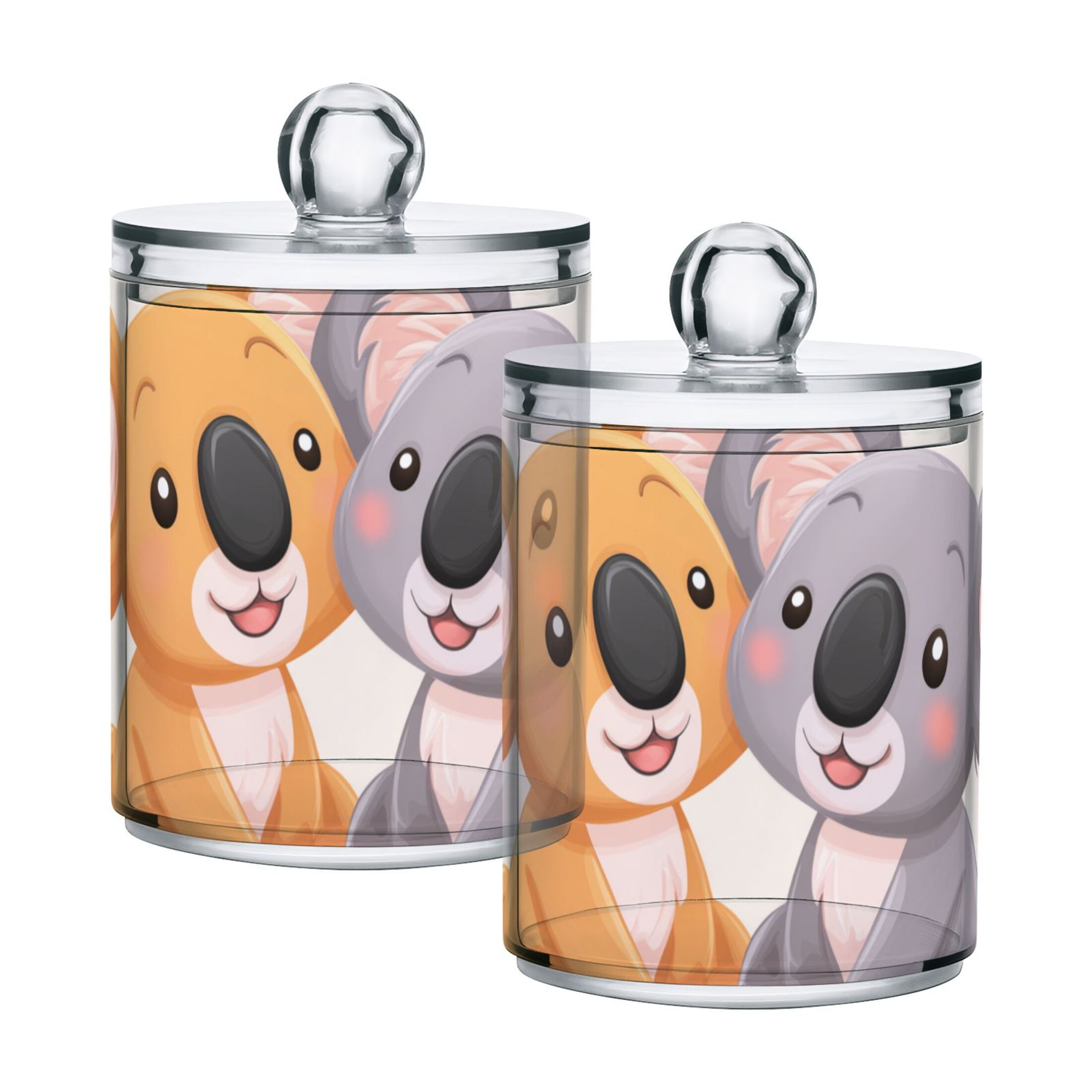 Cartoon Koala in Love Valentine Translucent Plastic Cans Storage ...